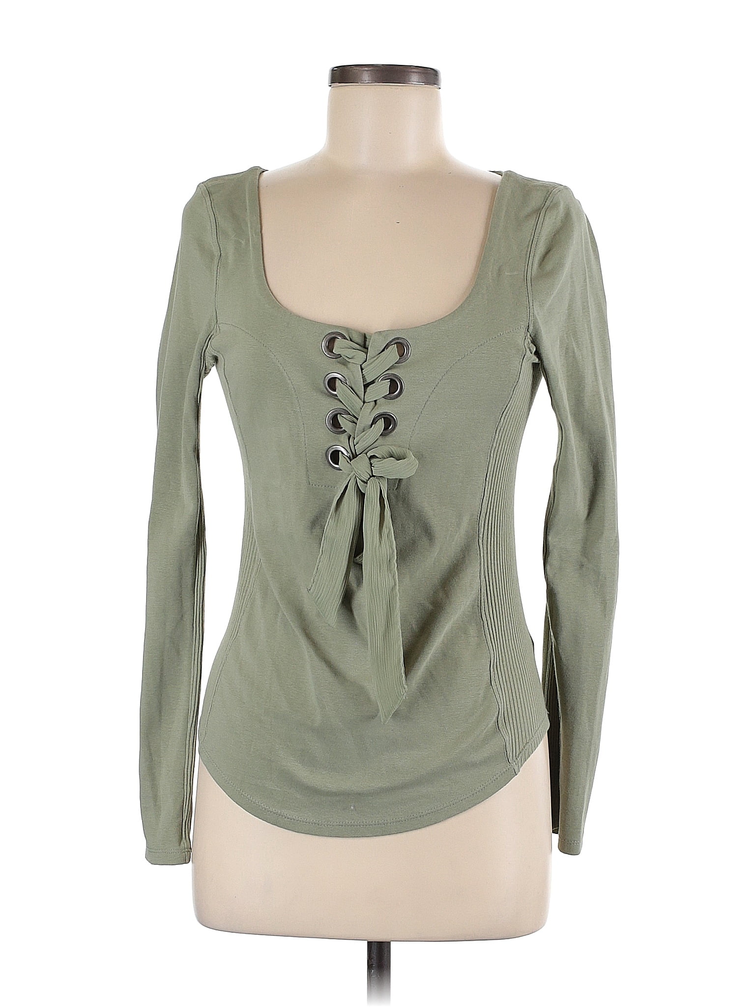 Free People Green Long Sleeve Blouse Size M 72 Off Thredup