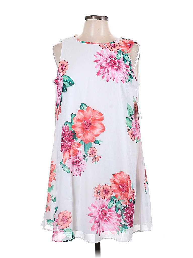 JIIHI 100% Polyester Floral White Casual Dress Size 12 (Petite) - 75% ...
