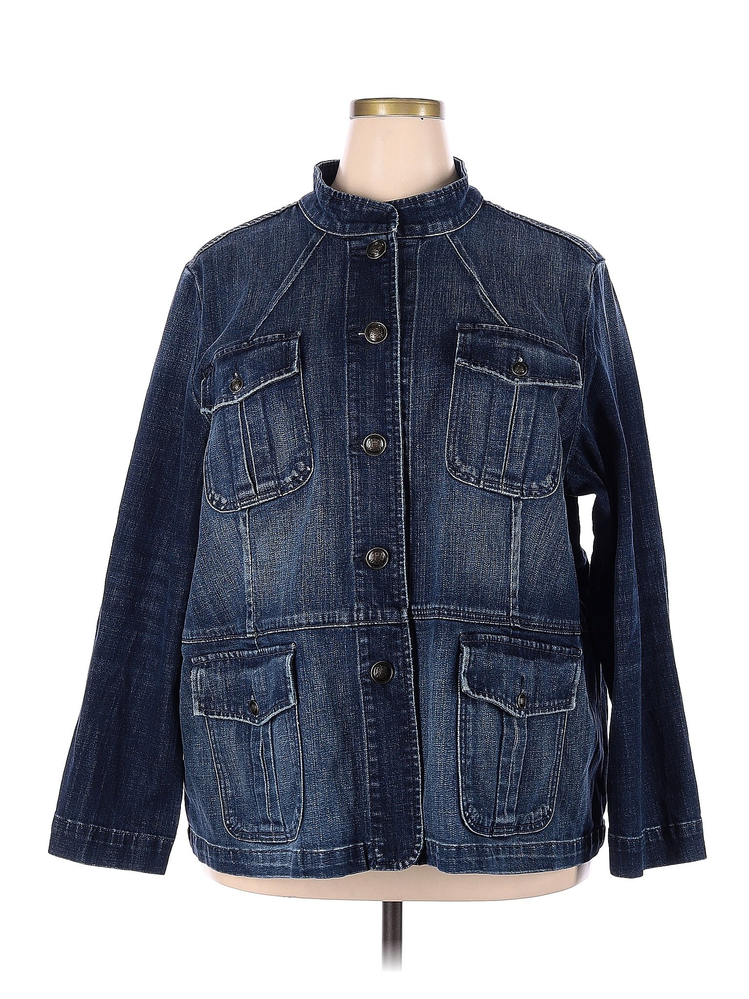 Talbots Solid Blue Denim Jacket Size 3X (Plus) - 60% off | thredUP