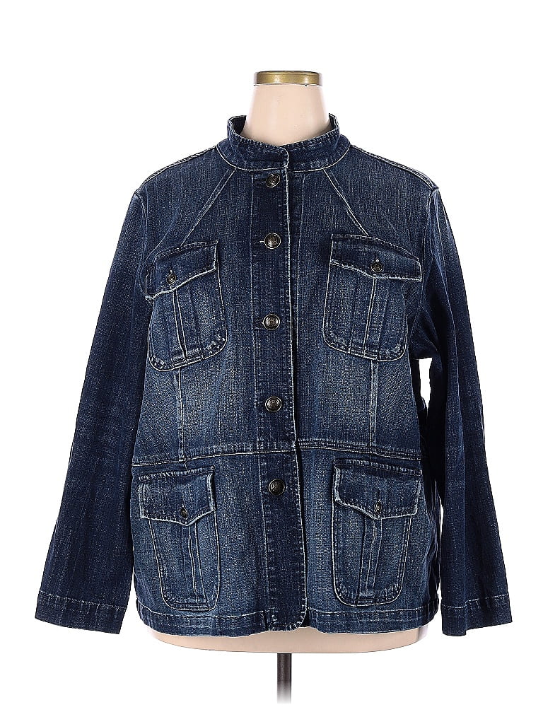 Talbots Solid Blue Denim Jacket Size 3X (Plus) - 60% off | thredUP