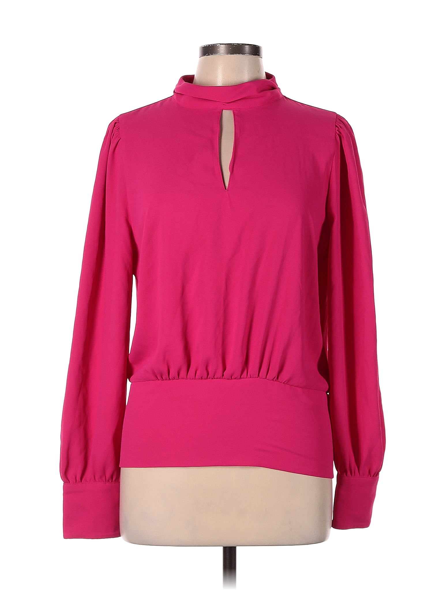 Karl Lagerfeld Paris 100% Polyester Solid Pink Long Sleeve Blouse Size M - 73% off | thredUP