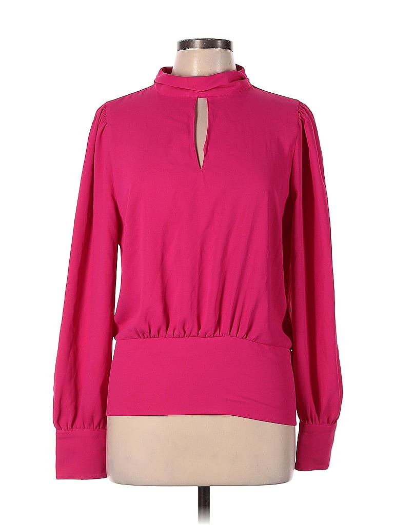 Karl Lagerfeld Paris 100% Polyester Solid Pink Long Sleeve Blouse Size M - 73% off | thredUP