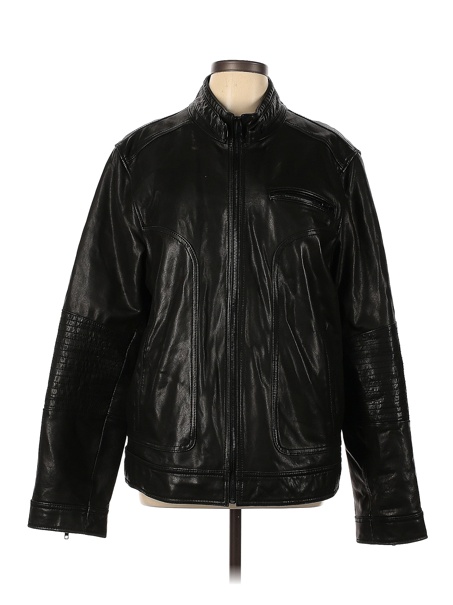 Black Rivet 100% Polyester Solid Black Leather Jacket Size L - 72% off | ThredUp
