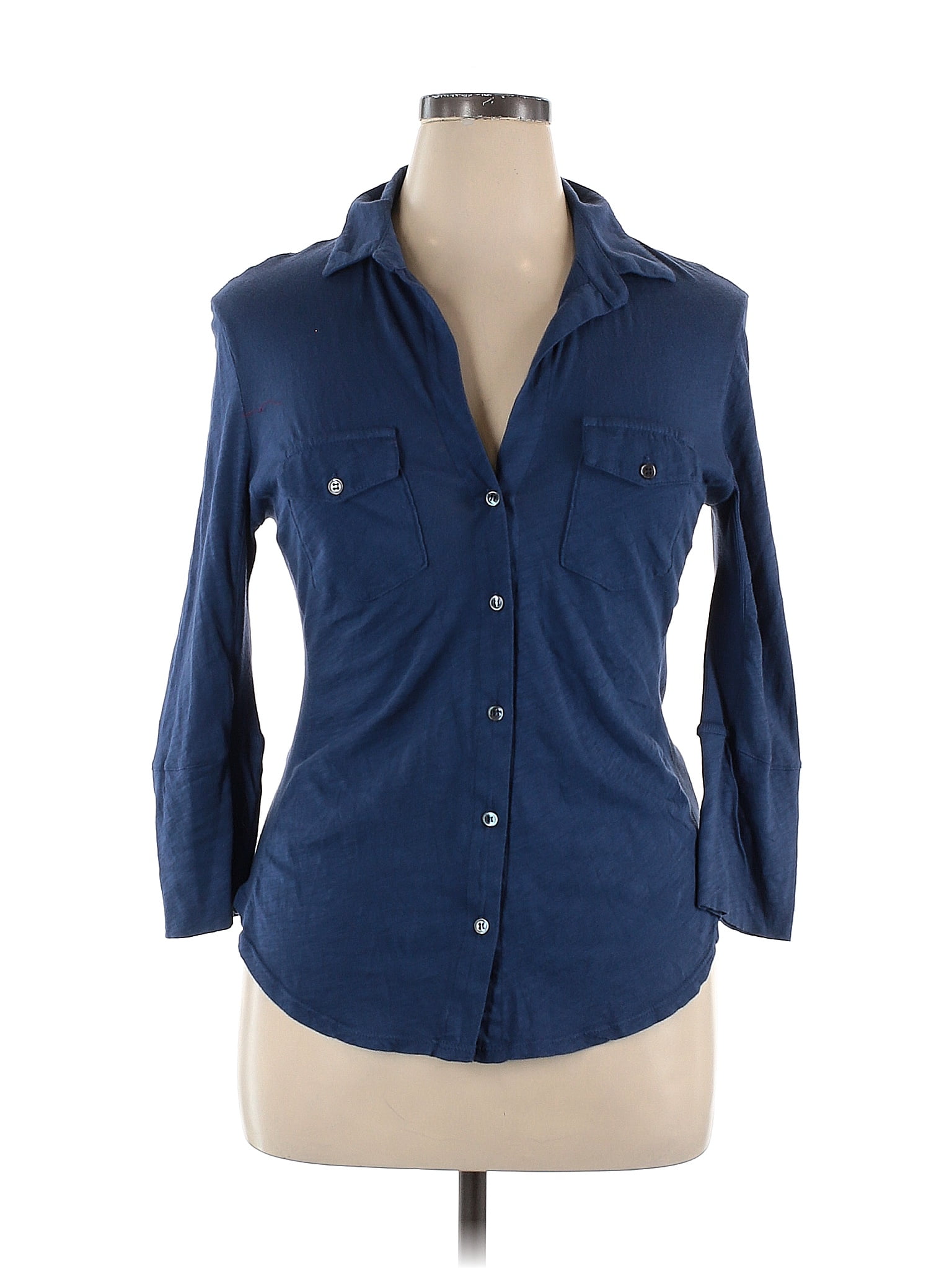 James Perse 100% Cotton Solid Blue Long Sleeve Button-Down Shirt Size XL (4) - 78% off | ThredUp