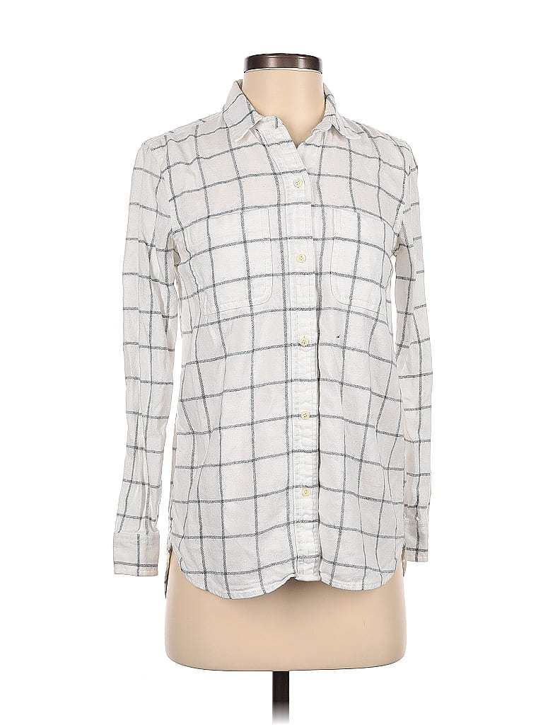 Madewell Checkered-gingham White Gray Long Sleeve Button-Down Shirt Size XXS - 72% off | thredUP