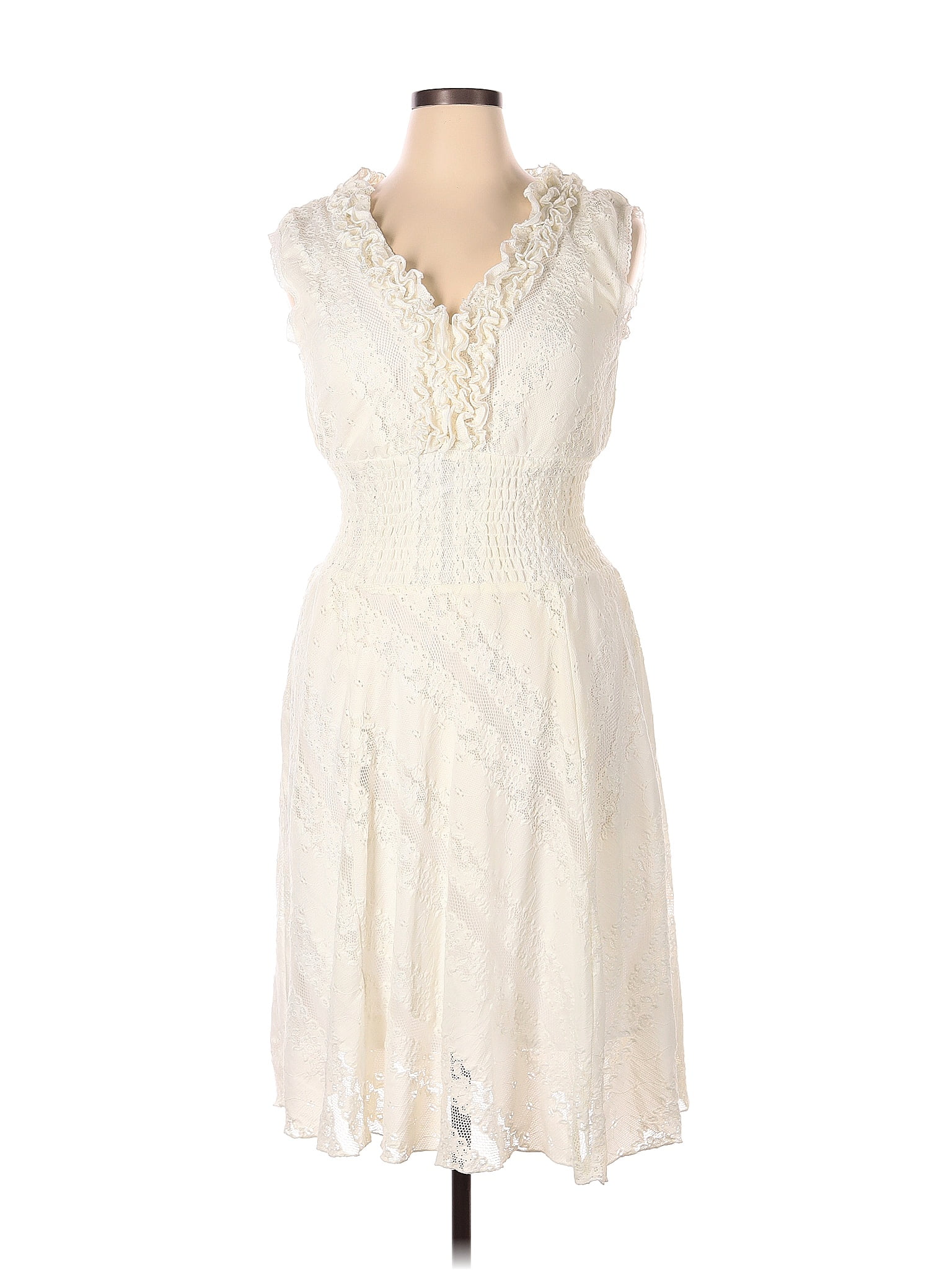 Rabbit Rabbit Rabbit Designs Solid White Ivory Casual Dress Size 16 ...