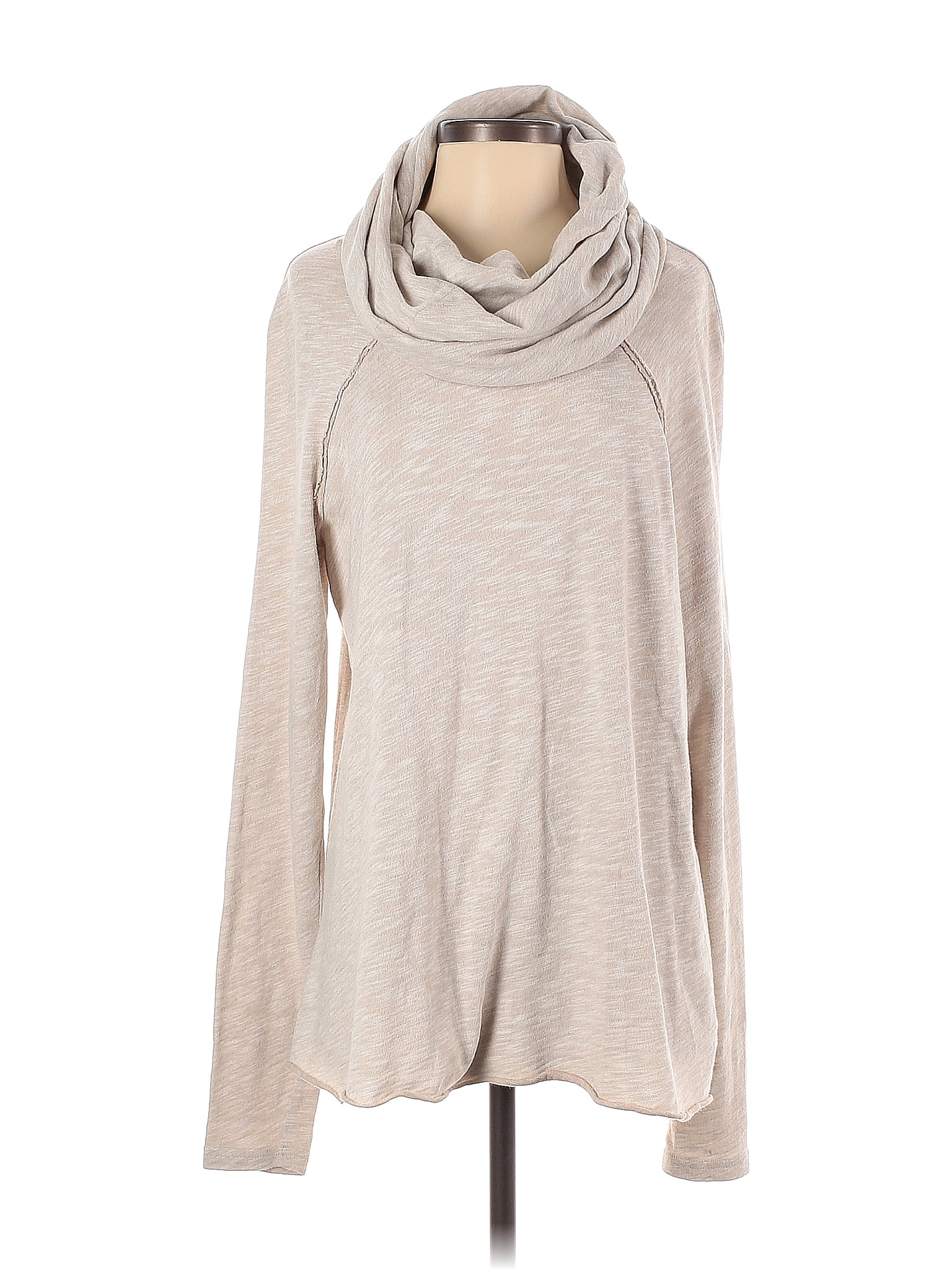 FP BEACH 100% Cotton Color Block Marled Tan Turtleneck Sweater Size S ...
