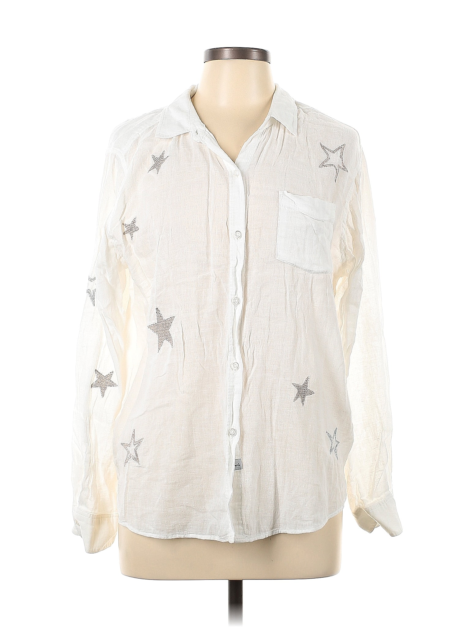 Rails Stars White Ivory Long Sleeve Button-Down Shirt Size L - 77% off | thredUP