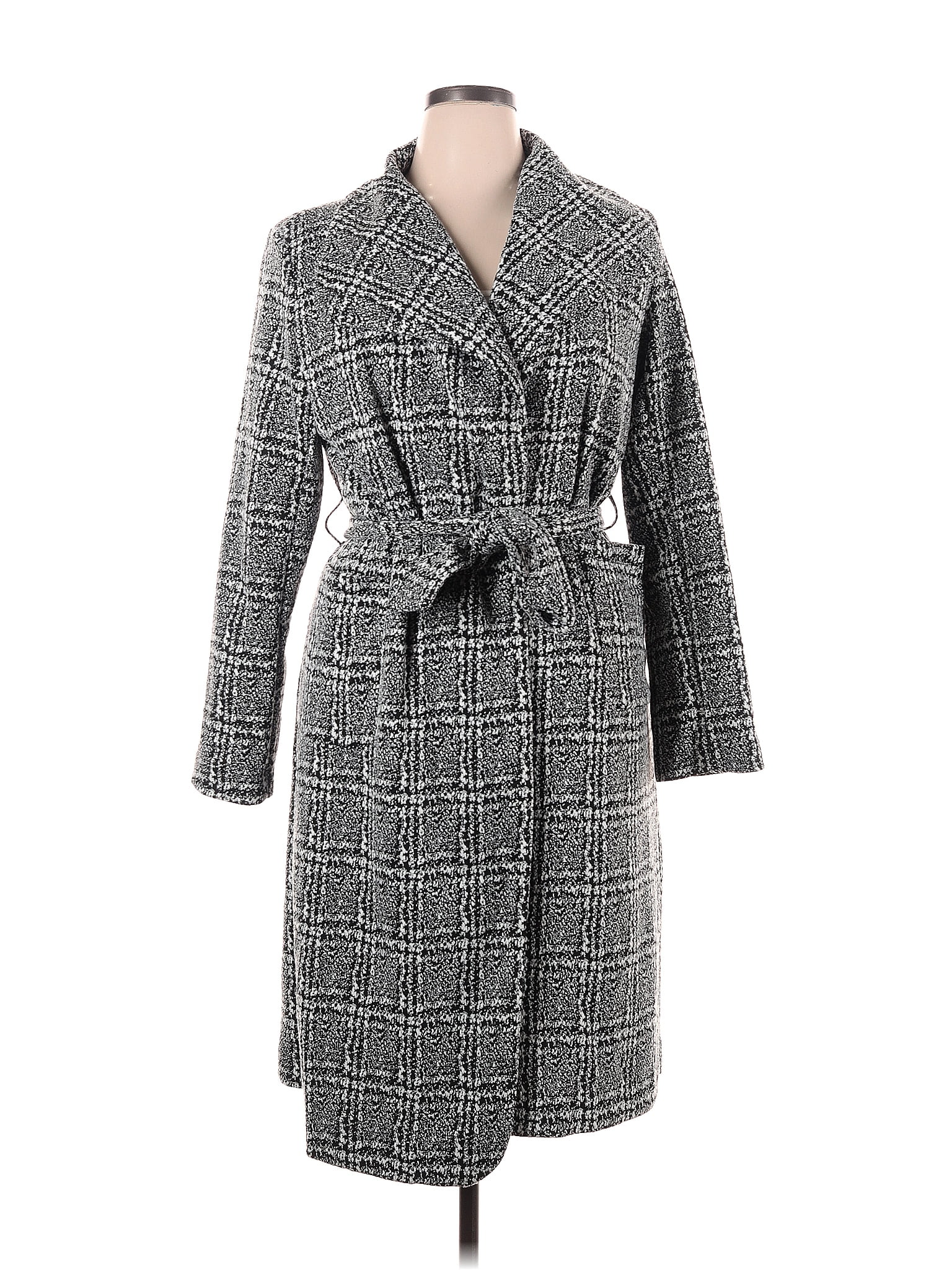 Sugar Rain Plaid Multi Color Gray Trenchcoat Size L - 31% off | thredUP