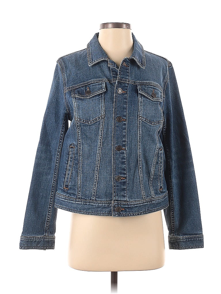 Talbots Solid Blue Denim Jacket Size M - 72% off | thredUP