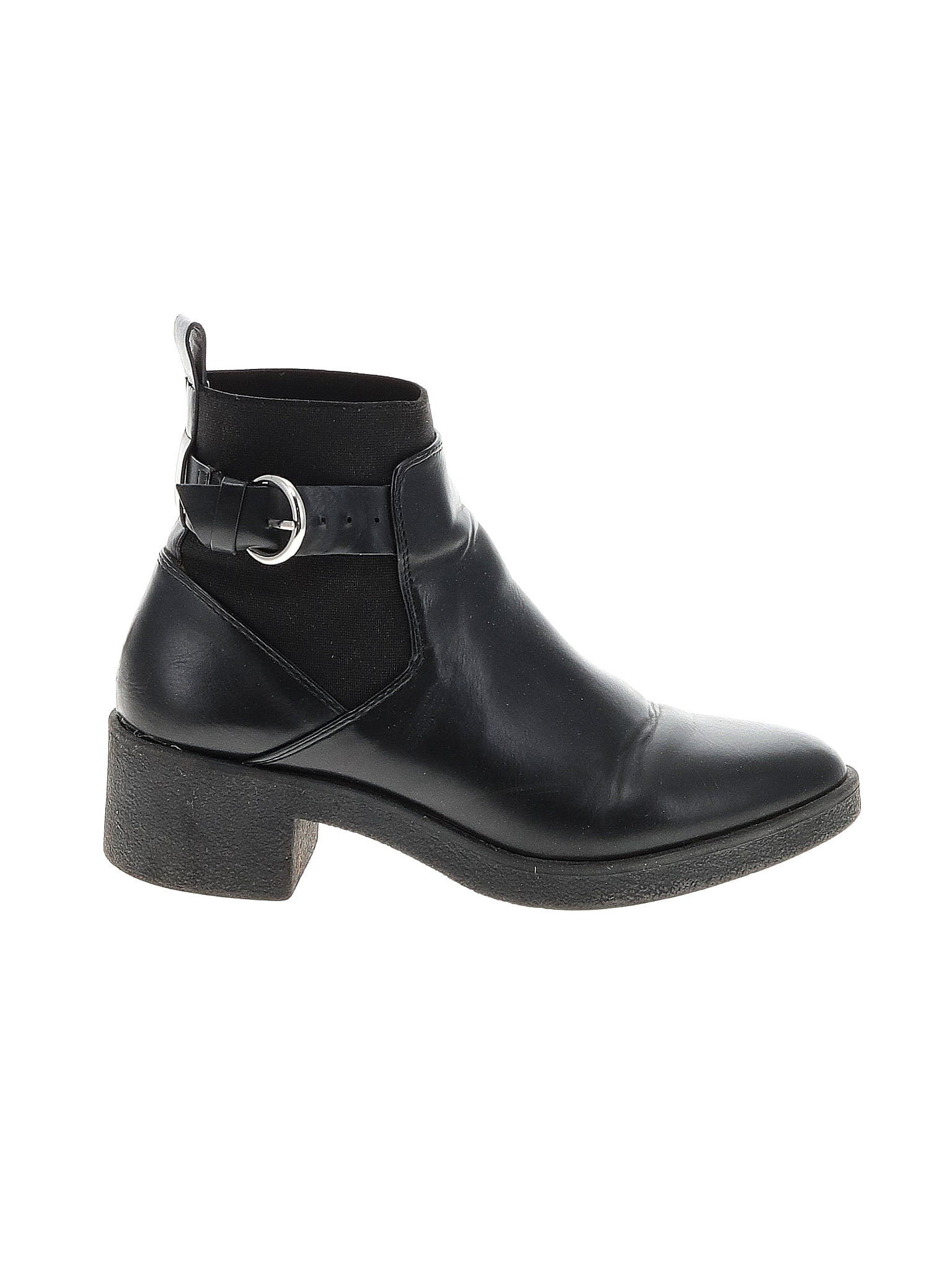 Zara TRF Solid Black Ankle Boots Size 39 (EU) - 60% off | thredUP
