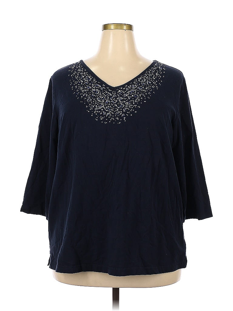 Quacker Factory Blue Long Sleeve Top Size 2X (Plus) - 68% off | ThredUp