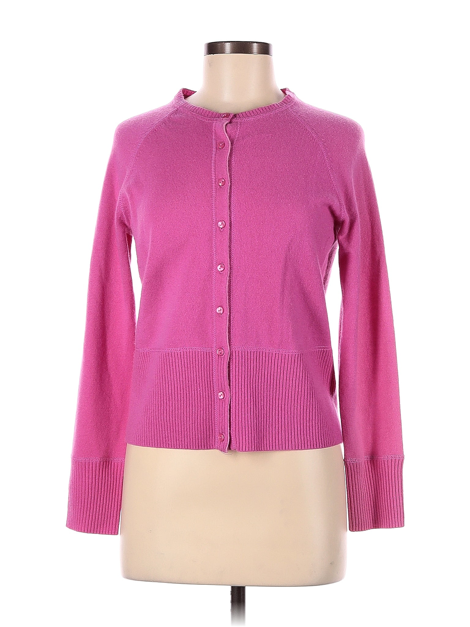 Grayson & Dunn 100% Cashmere Color Block Solid Pink Cashmere Cardigan ...
