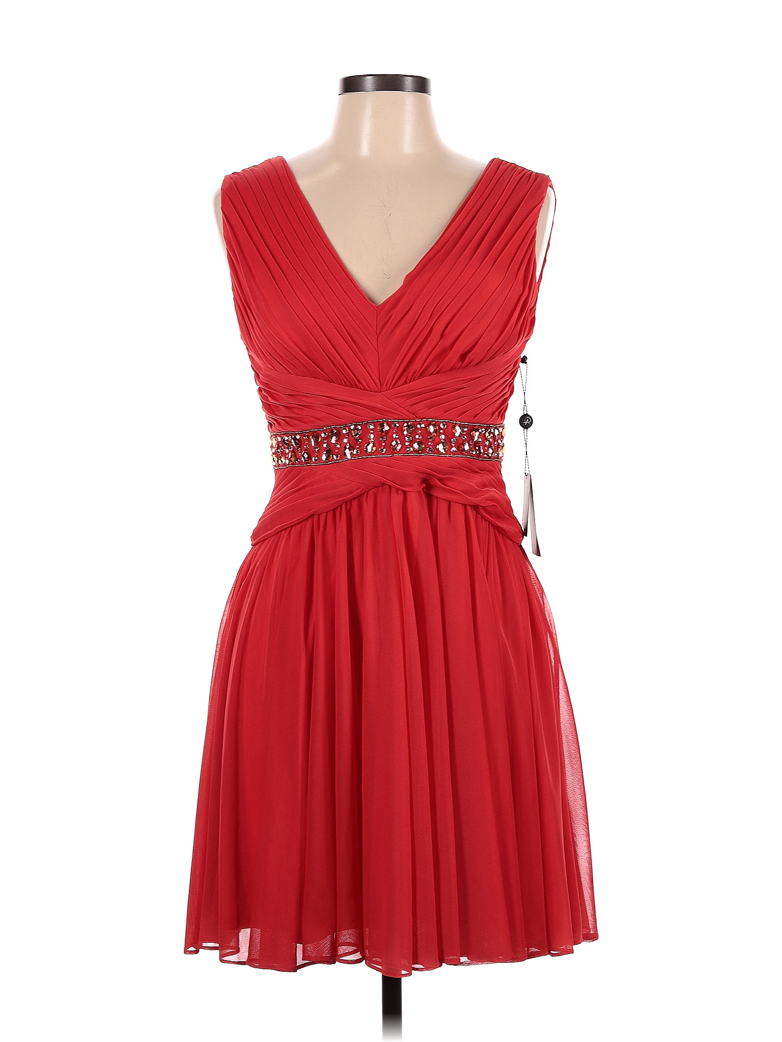 Adrianna Papell 100 Polyester Solid Red Cocktail Dress Size 6 71