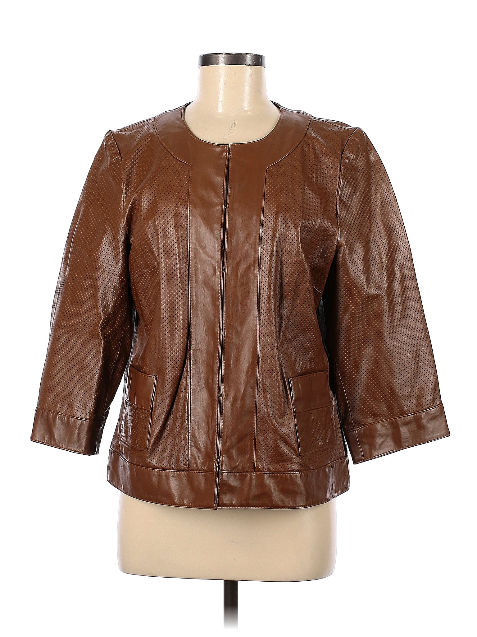 Bradley 100% Leather Solid Brown Leather Jacket Size M - 55% off | thredUP