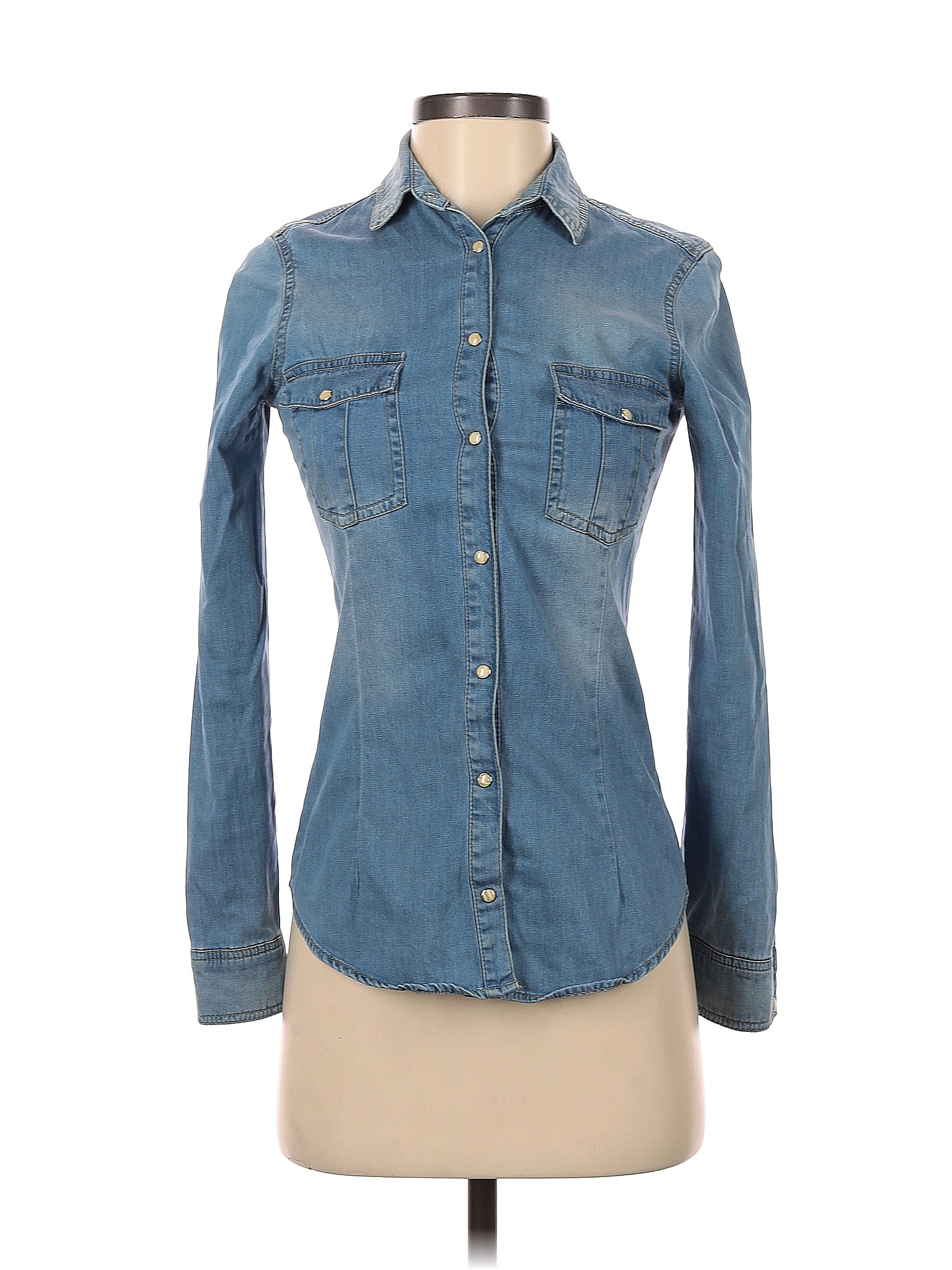 Zara Basic Blue Long Sleeve Button-Down Shirt Size XS - 57% off | ThredUp
