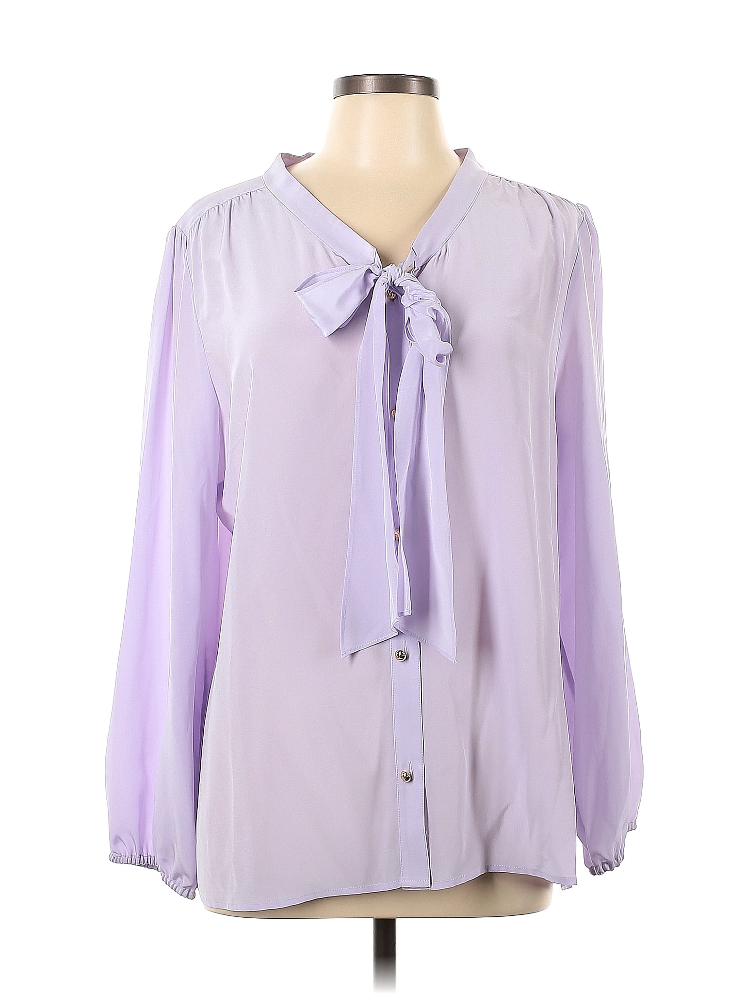 Lilly Pulitzer 100 Silk Lavender Purple Long Sleeve Blouse Size Xl