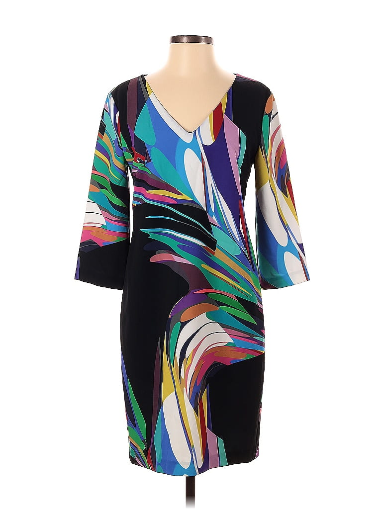 Trina Trina Turk Color Block Multi Color Black Casual Dress Size 2 - 60 ...