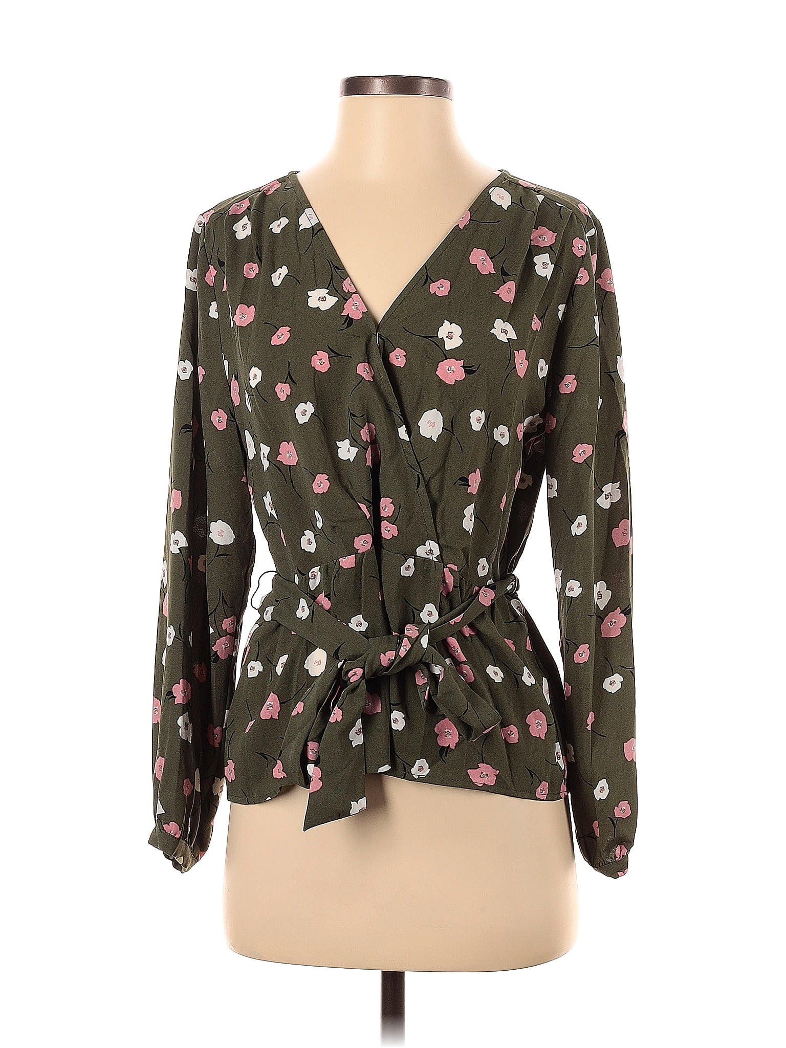 41hawthorn 100 Recycled Polyester Polka Dots Green Long Sleeve Blouse