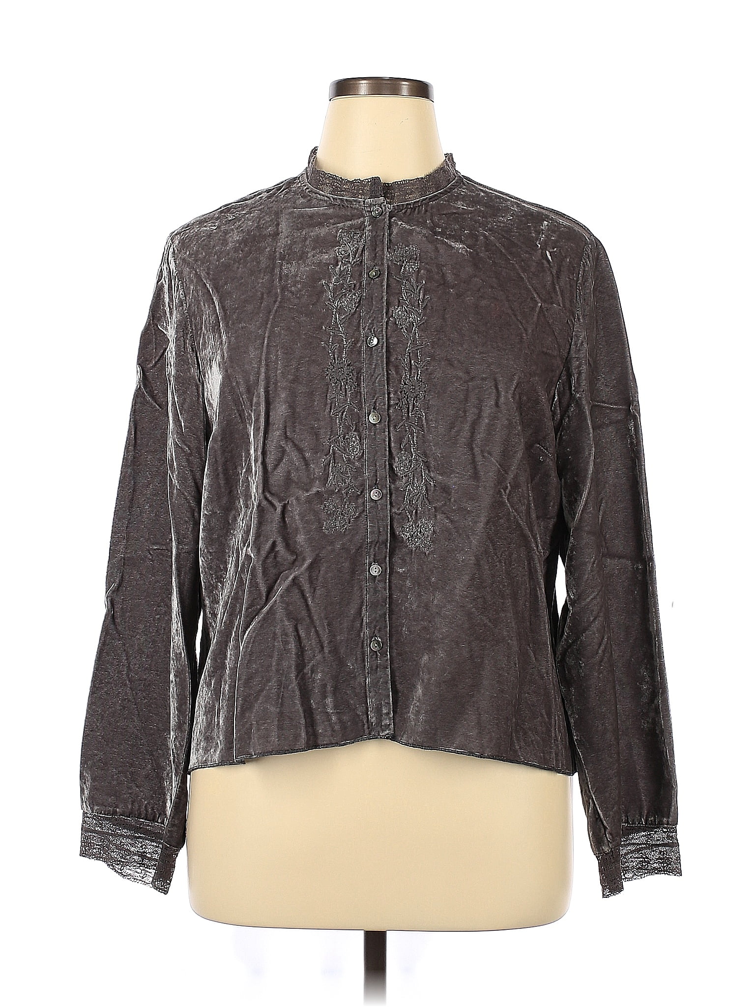 J.Jill 100% Rayon Gray Long Sleeve Button-Down Shirt Size XL - 61% off | ThredUp
