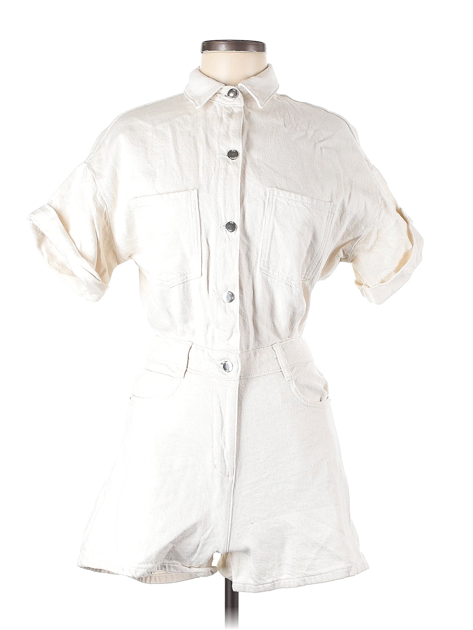 Zara 100 Cotton Solid White Romper Size S 39 Off Thredup