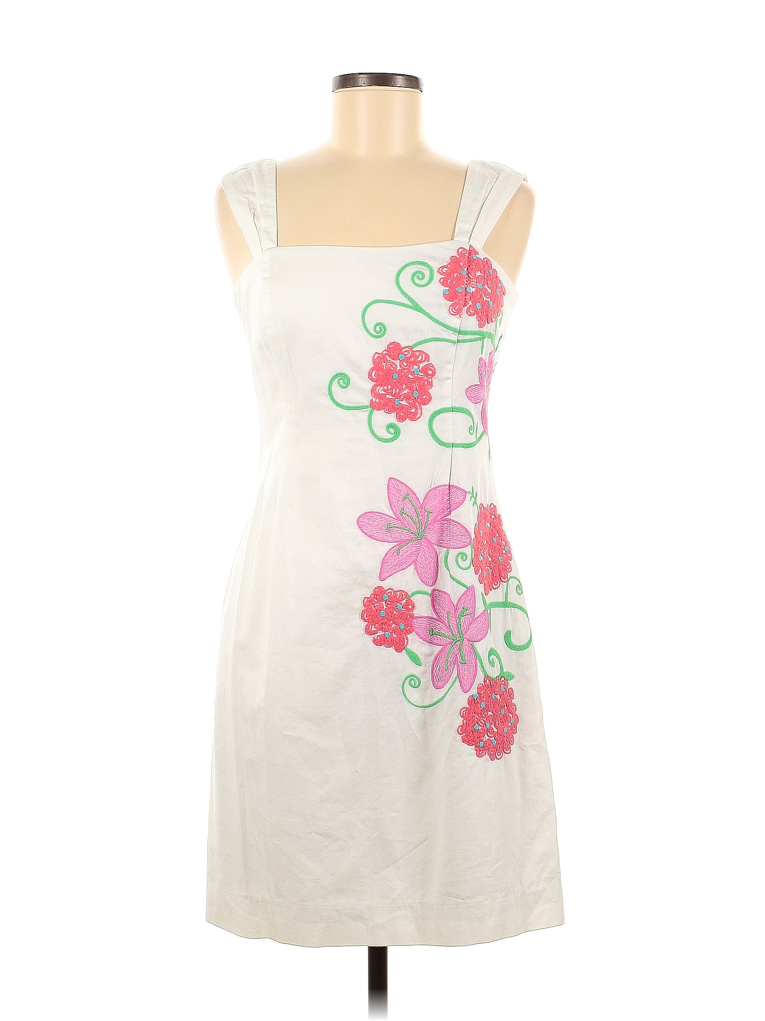 Lilly Pulitzer 100 Cotton Floral White Casual Dress Size 4 66 Off