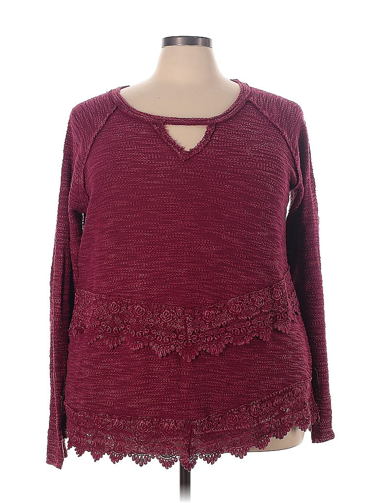 Maurices Burgundy Pullover Sweater Size 24 (3) (Plus) - 55% off | ThredUp
