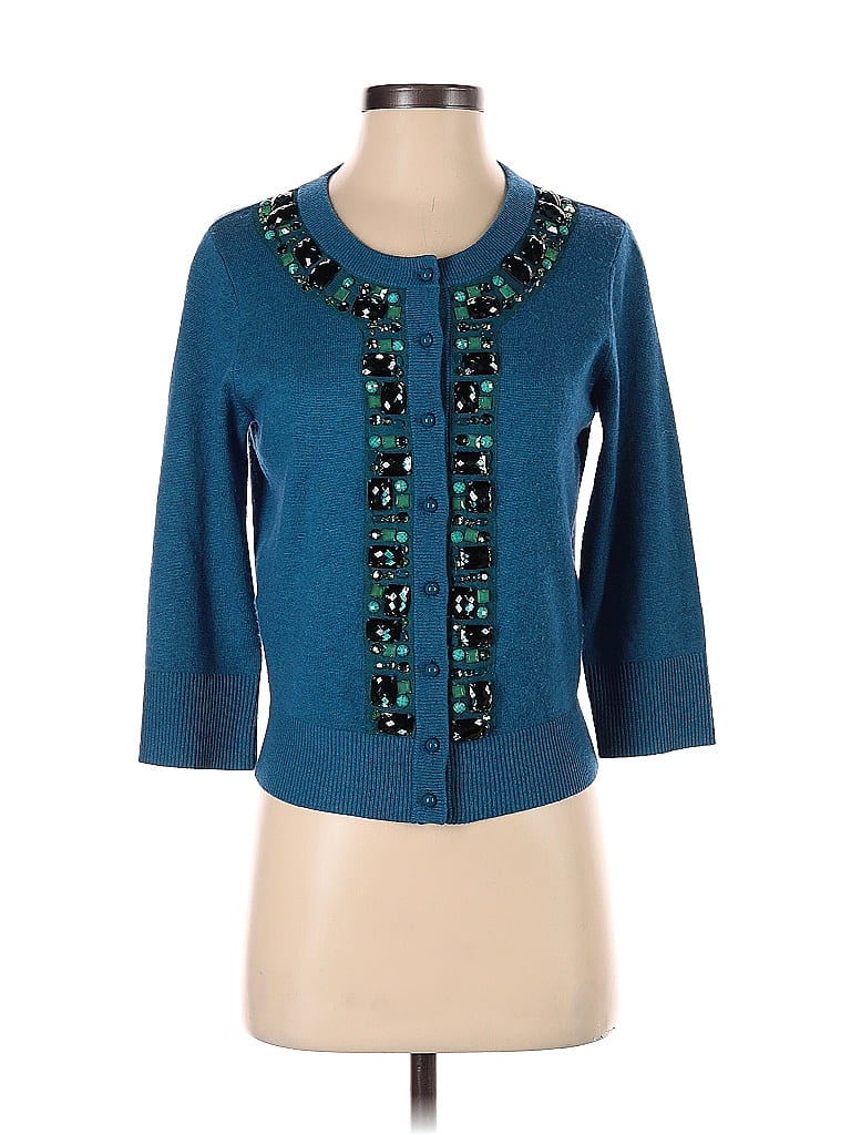 Kate Spade New York Color Block Teal Blue Wool Cardigan Size S - 78% ...