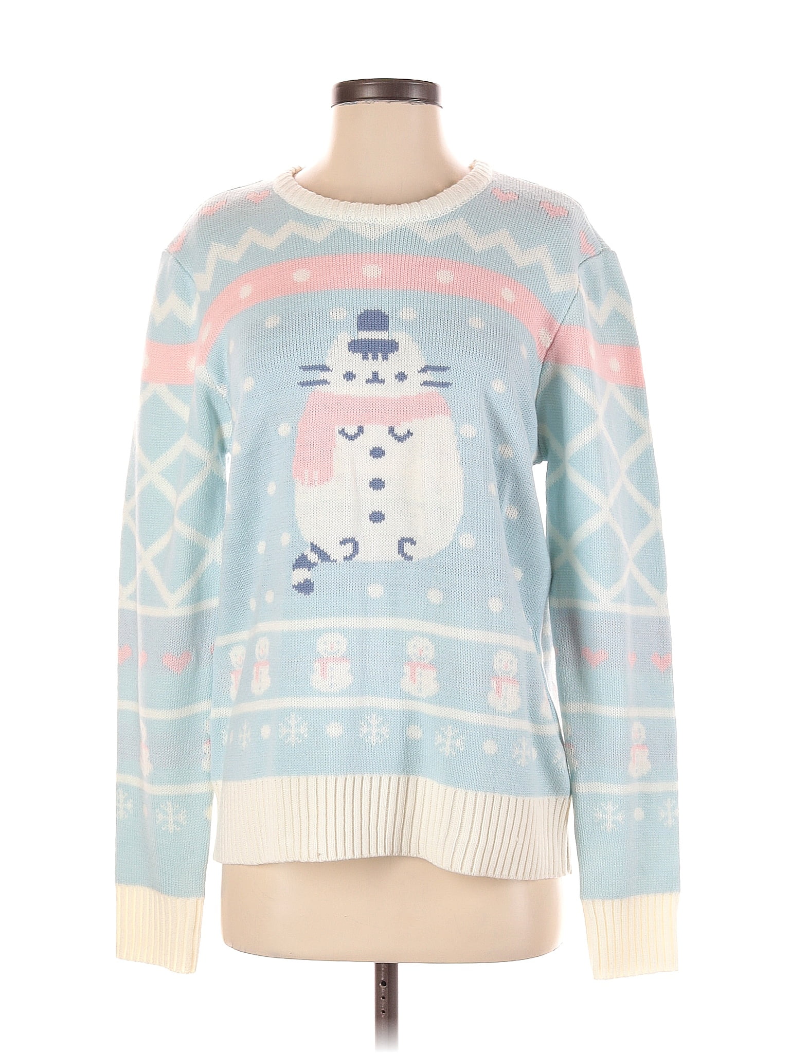 Pusheen 100% Acrylic Color Block Blue Pullover Sweater Size XS - 46% ...