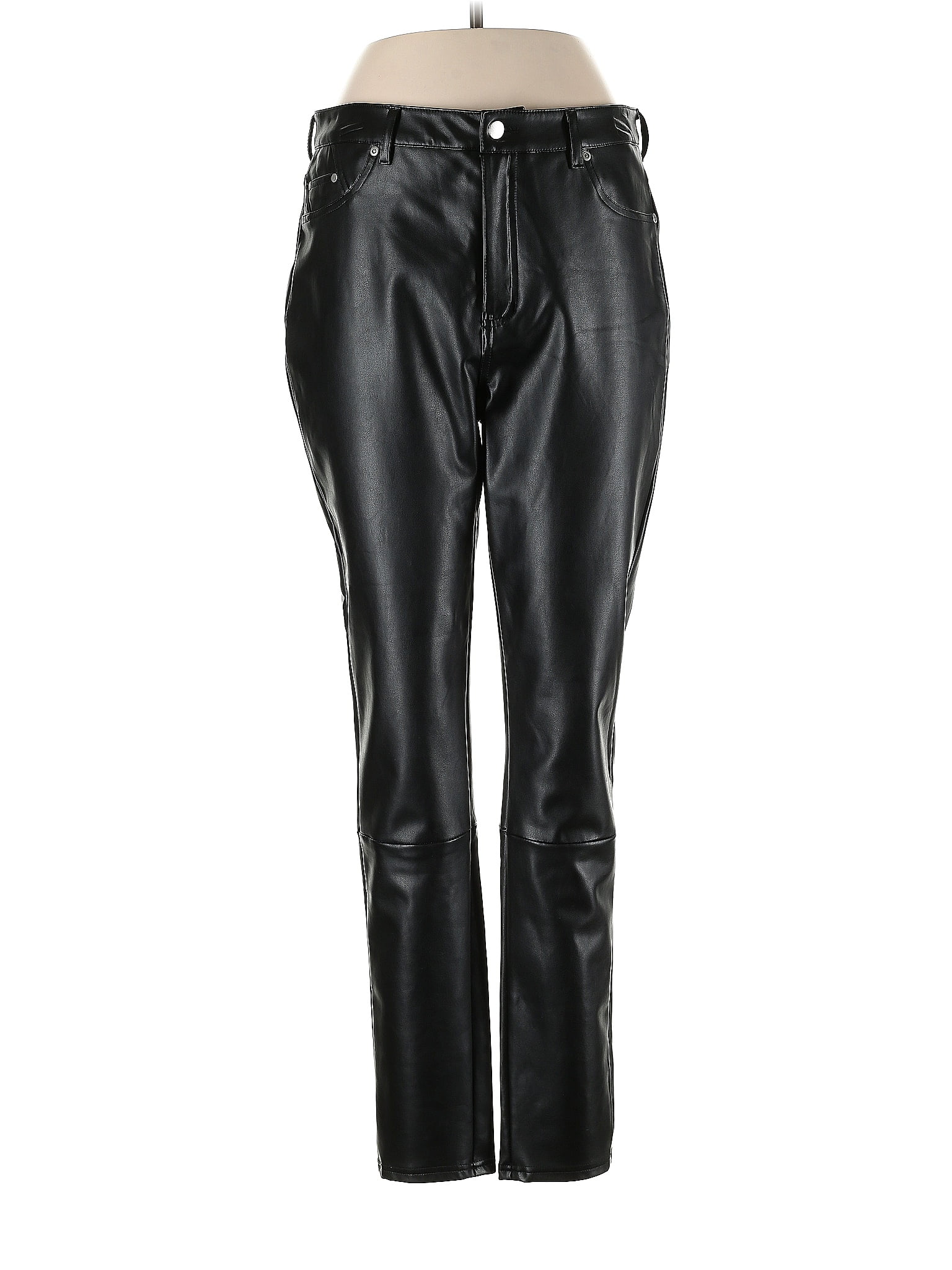 Bagatelle 100% Polyurethane Solid Black Faux Leather Pants Size L - 76% ...