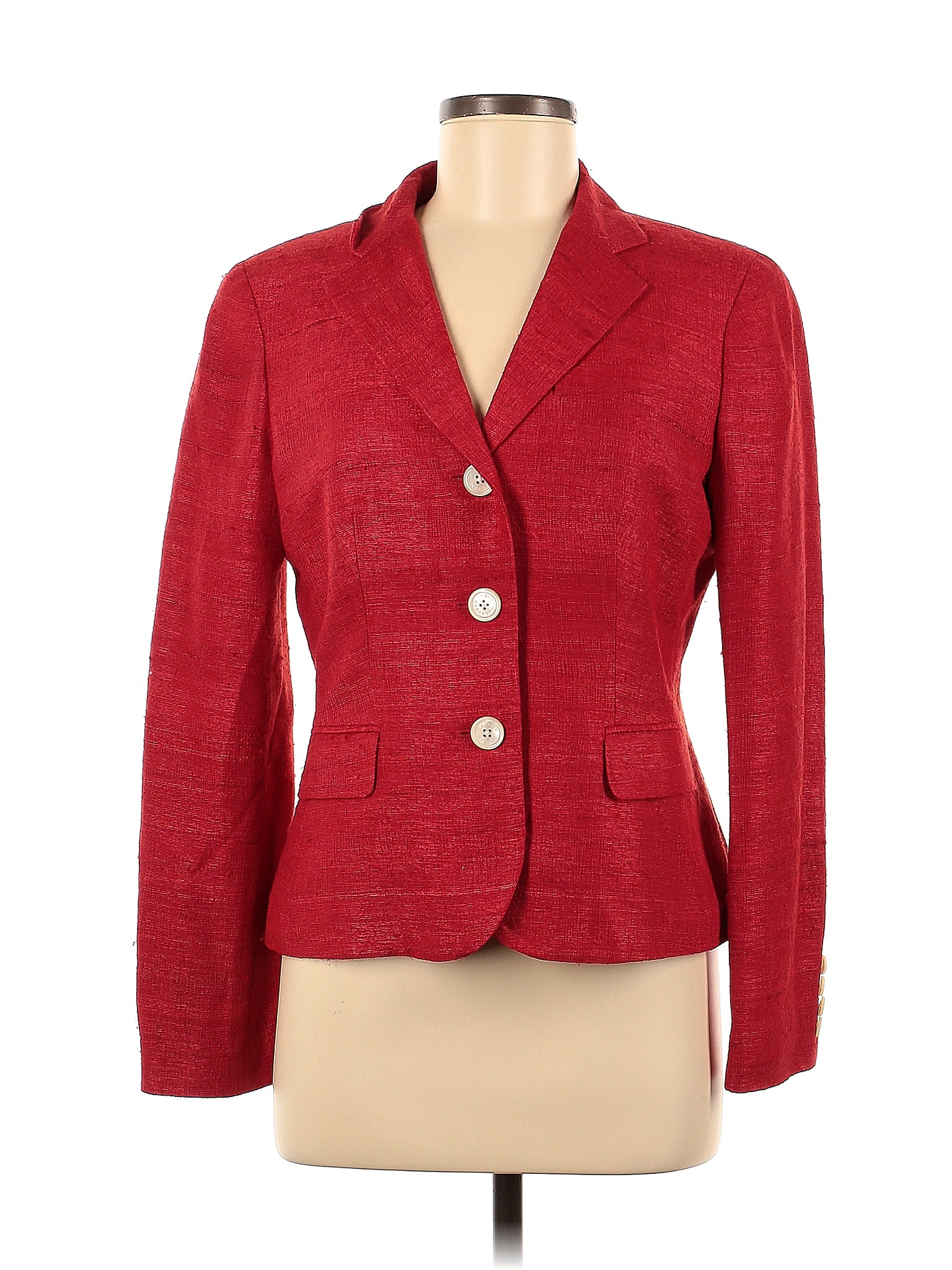 Lauren by Ralph Lauren 100% Silk Solid Red Silk Blazer Size 8 - 69% off | thredUP