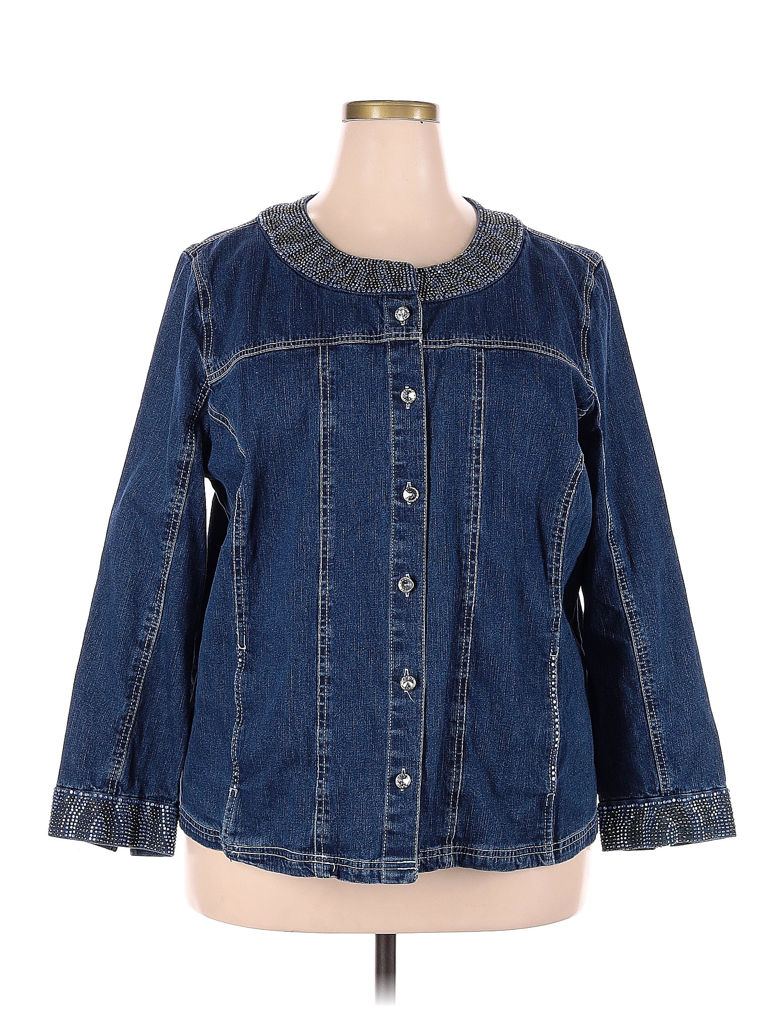 Quacker Factory Blue Denim Jacket Size 2x Plus 55 Off Thredup