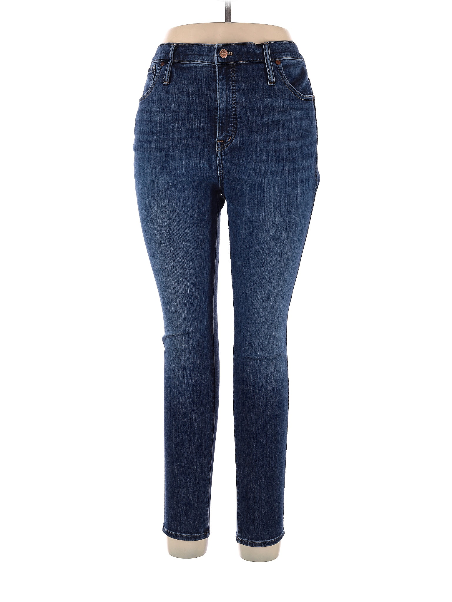 Madewell Solid Blue 10" High-Rise Skinny Jeans in Danny Wash: TENCEL ...