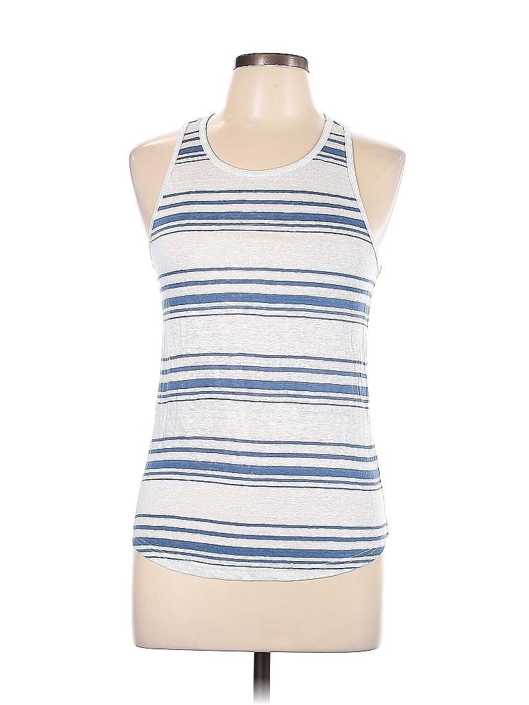 FRAME 100% Linen Stripes White Tank Top Size M - 75% off | ThredUp