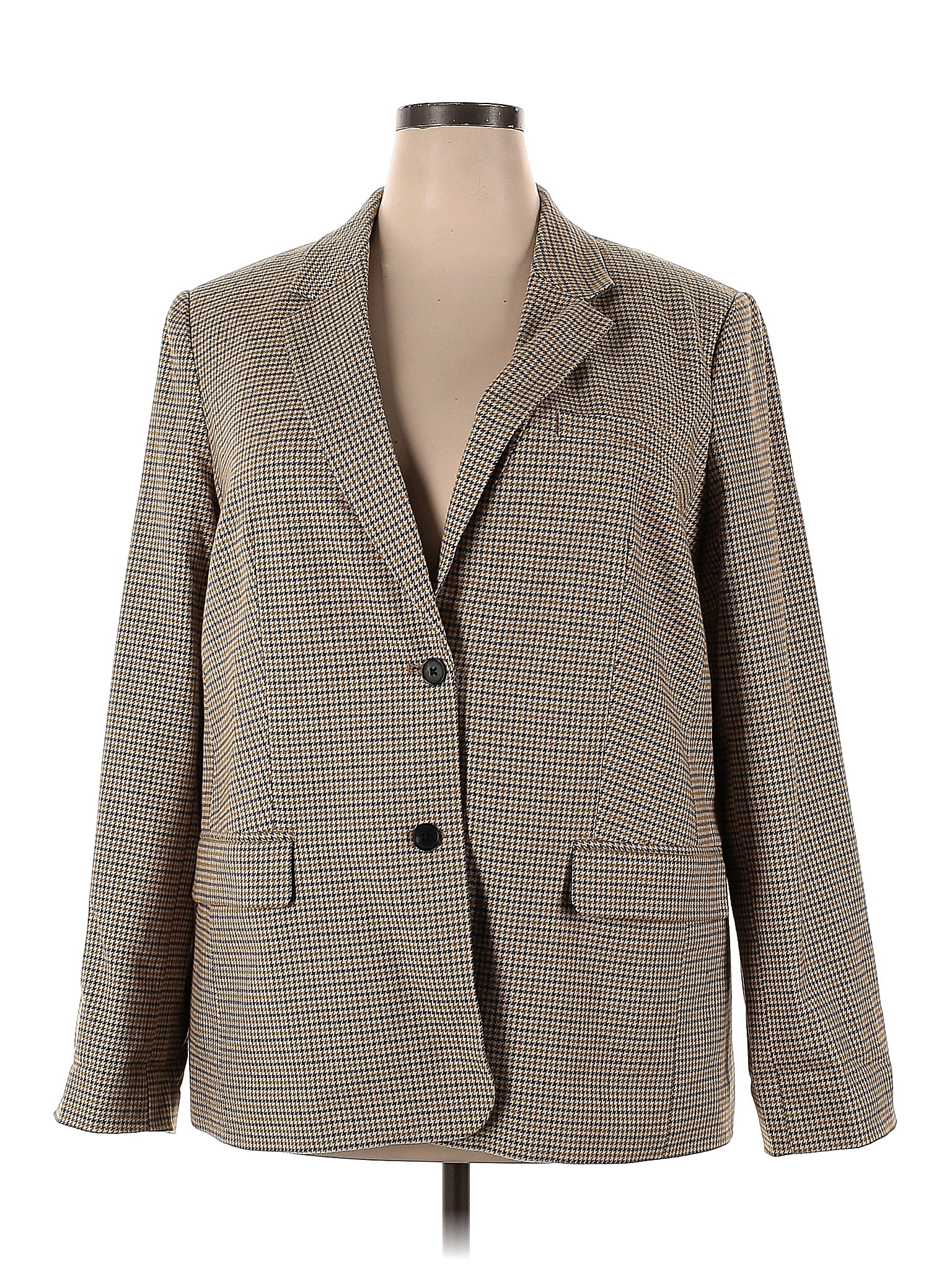 Free Assembly 100% Cotton Houndstooth Tan Blazer Size XXL - 47% off ...