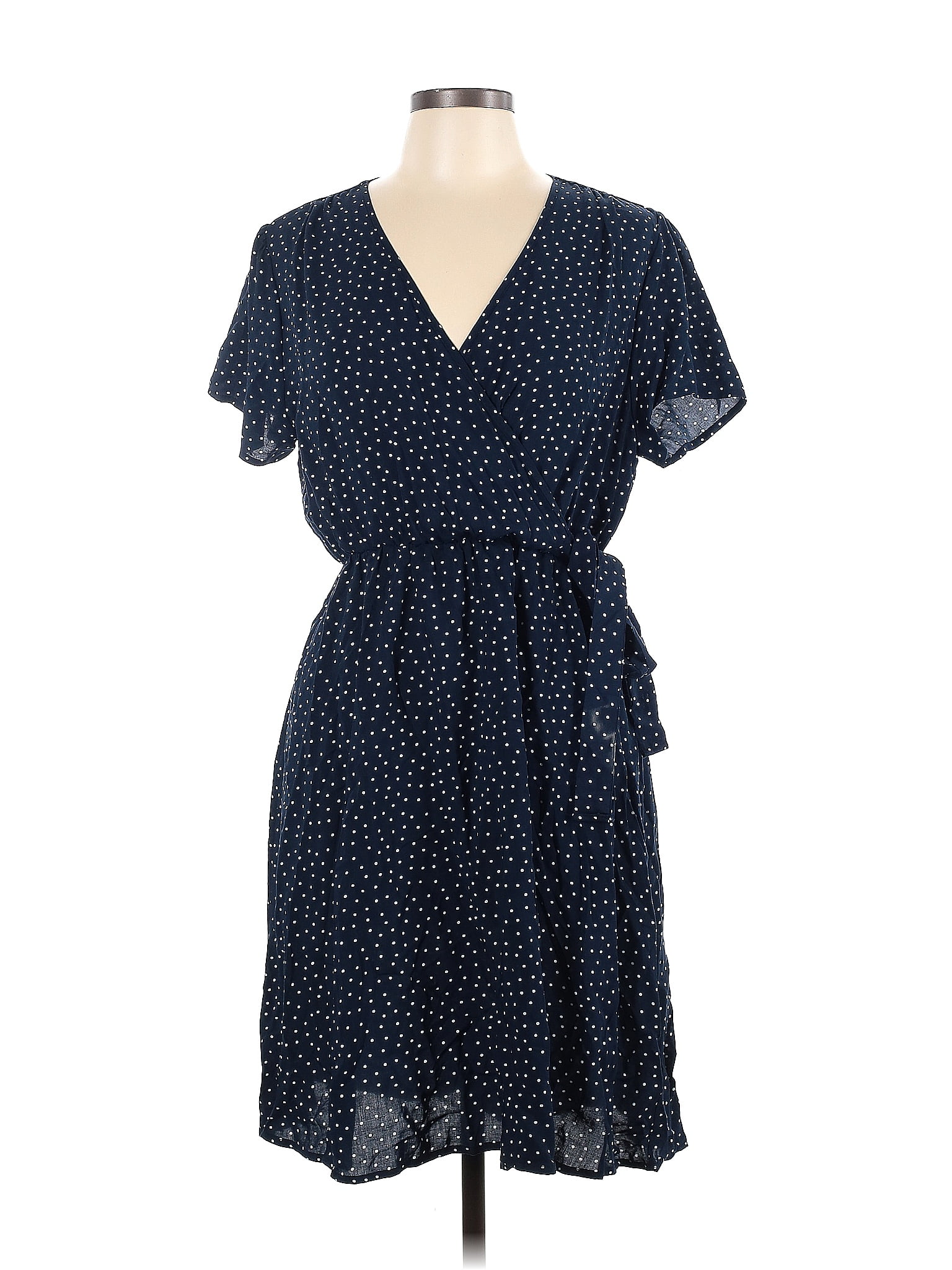 Les Amis 100% Rayon Polka Dots Navy Blue Casual Dress Size L - 44% off ...