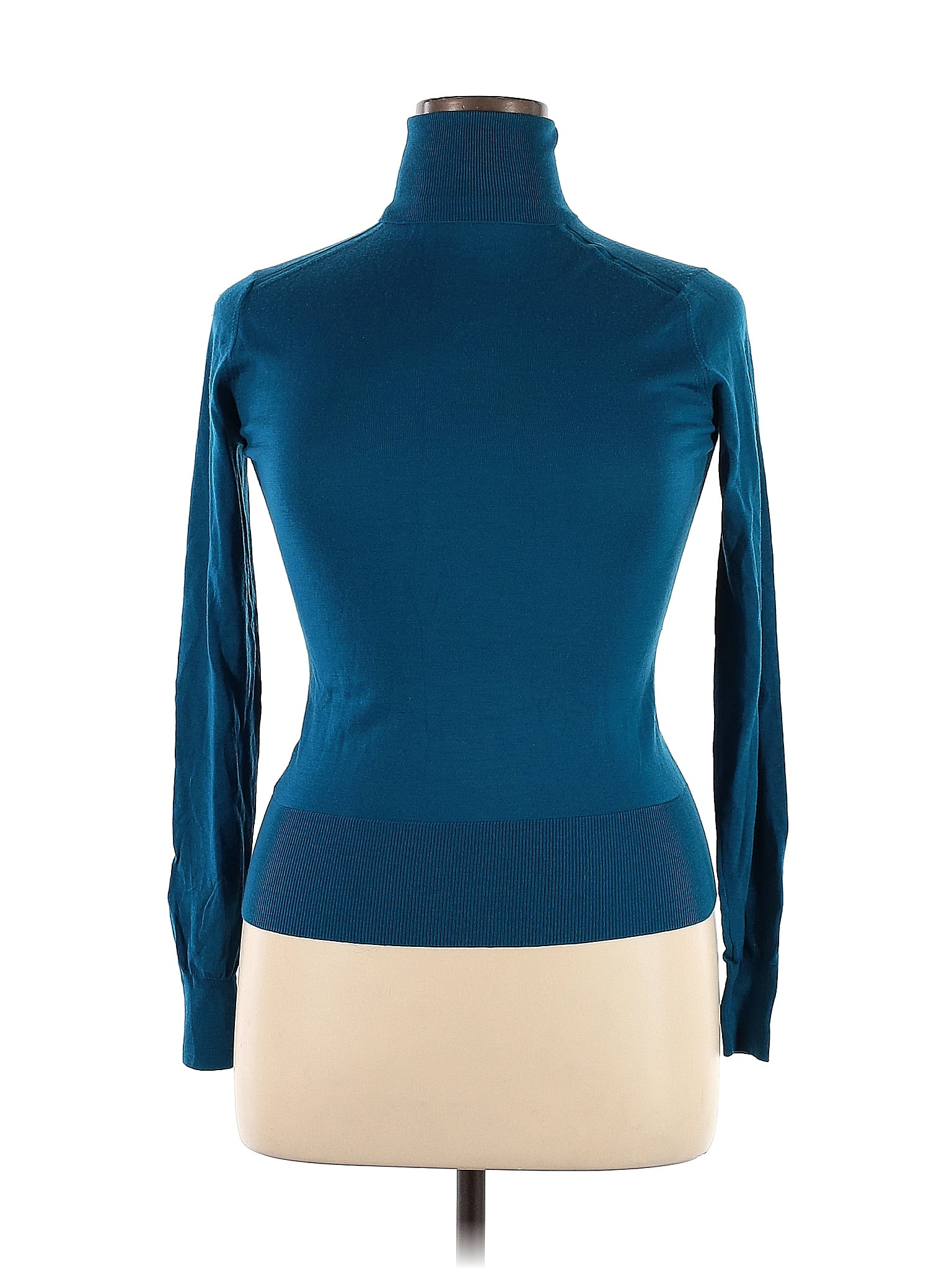Yves Saint Laurent 100 Lana Wool Color Block Solid Teal Blue