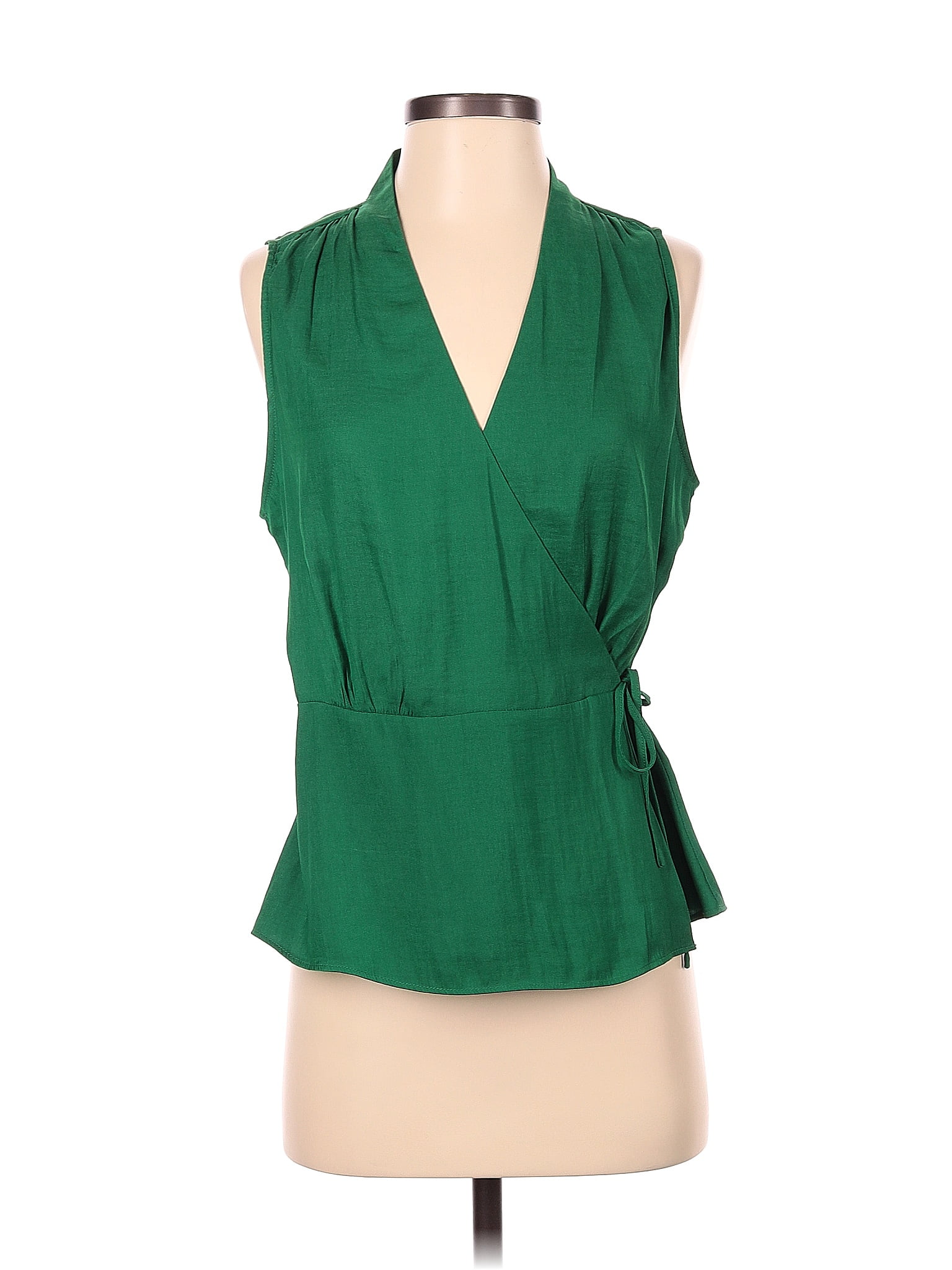 Banana Republic 100 Polyester Polka Dots Green Short Sleeve Blouse