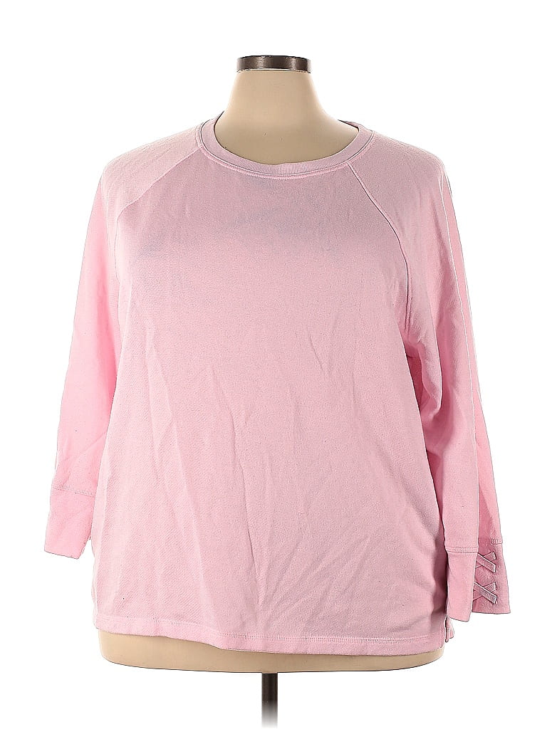 Just My Size Color Block Solid Pink Sweatshirt Size 4X (Plus) - 44% off ...
