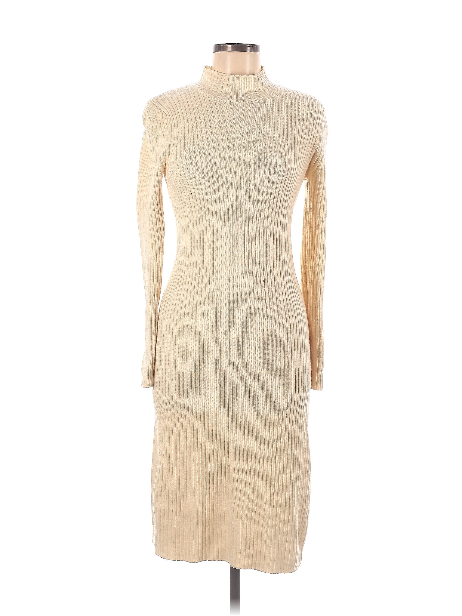 State Cashmere 100% Cashmere Solid Tan Ivory Casual Dress Size M - 67% ...