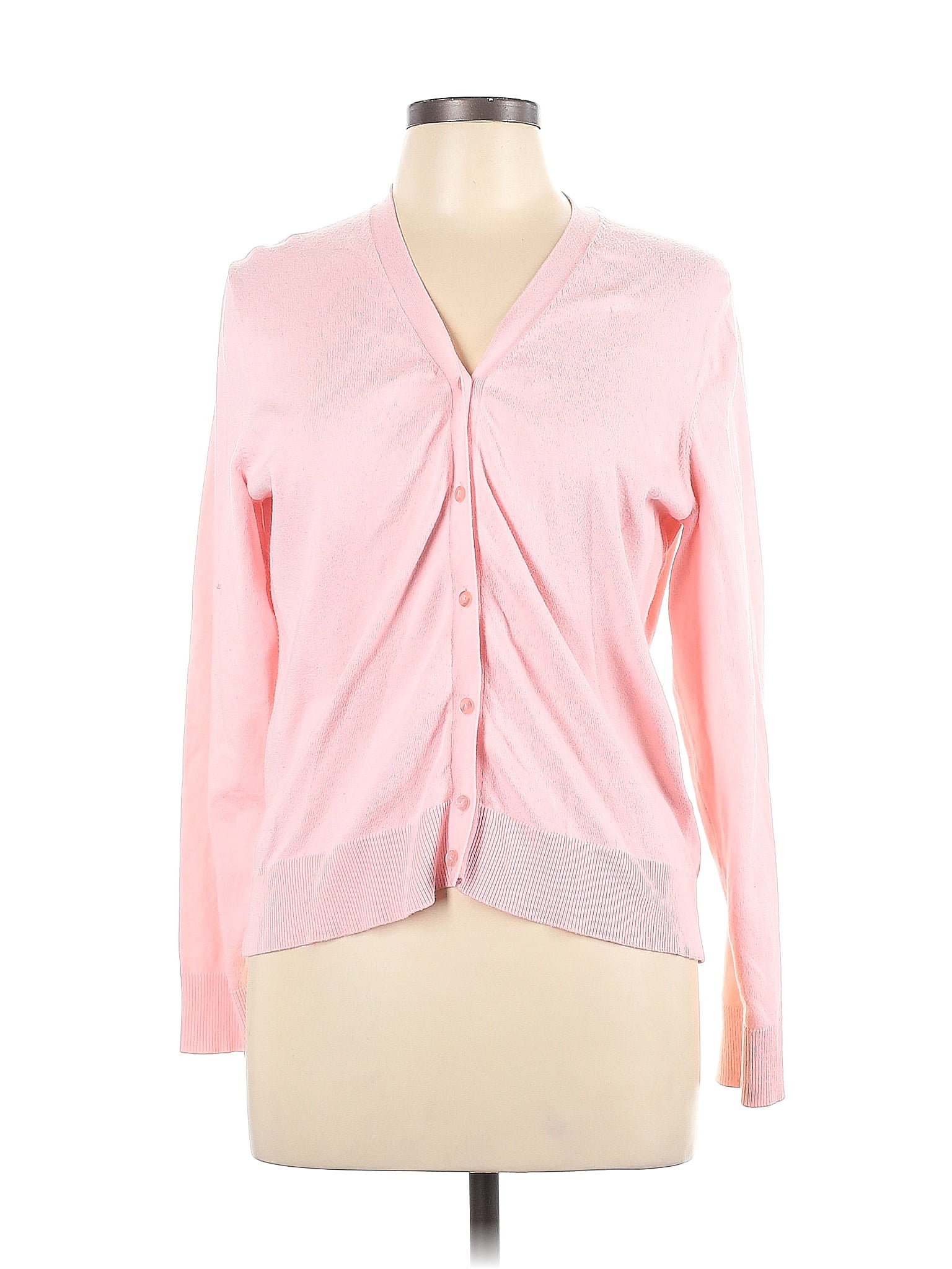 Karen Scott Color Block Pink Cardigan Size L 73 Off Thredup
