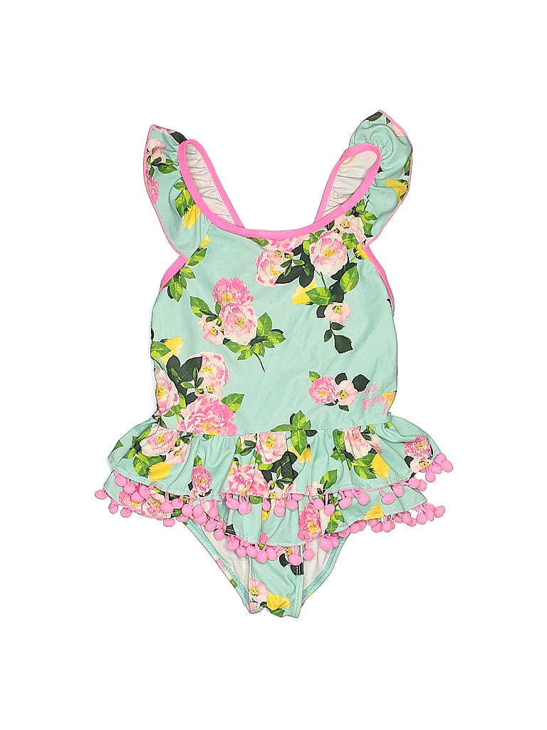 Betsey Johnson Floral Green One Piece Swimsuit Size 6x 56 Off Thredup