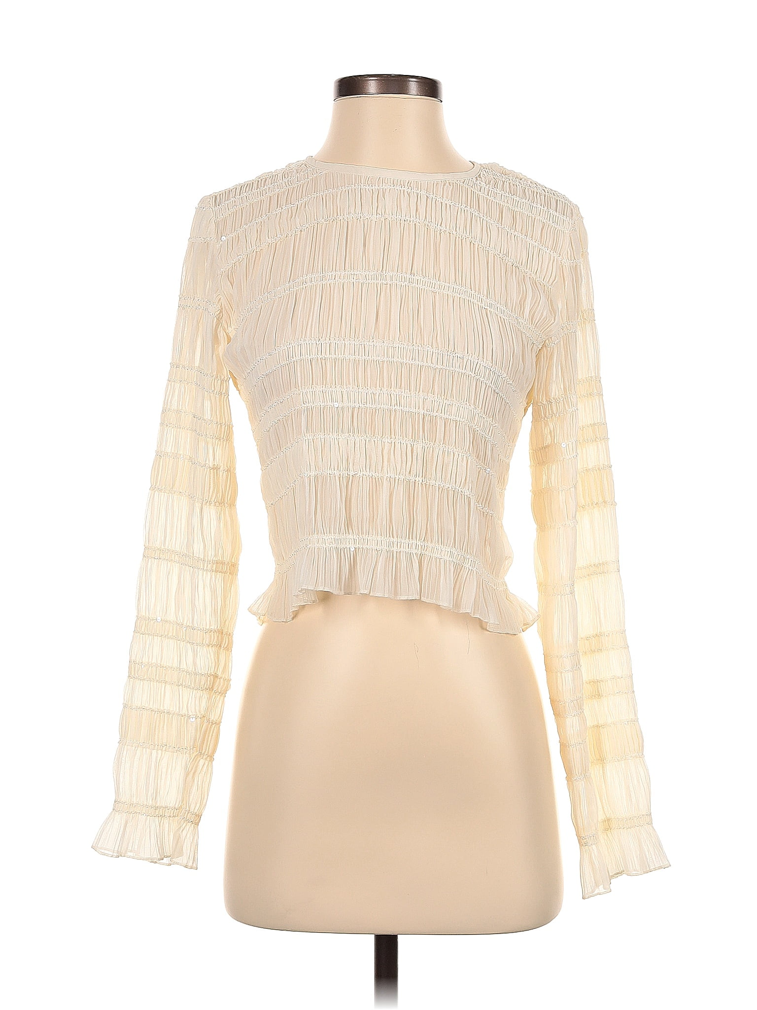 Le Lis 100% Polyester Ivory Long Sleeve Blouse Size S - 78% off | ThredUp