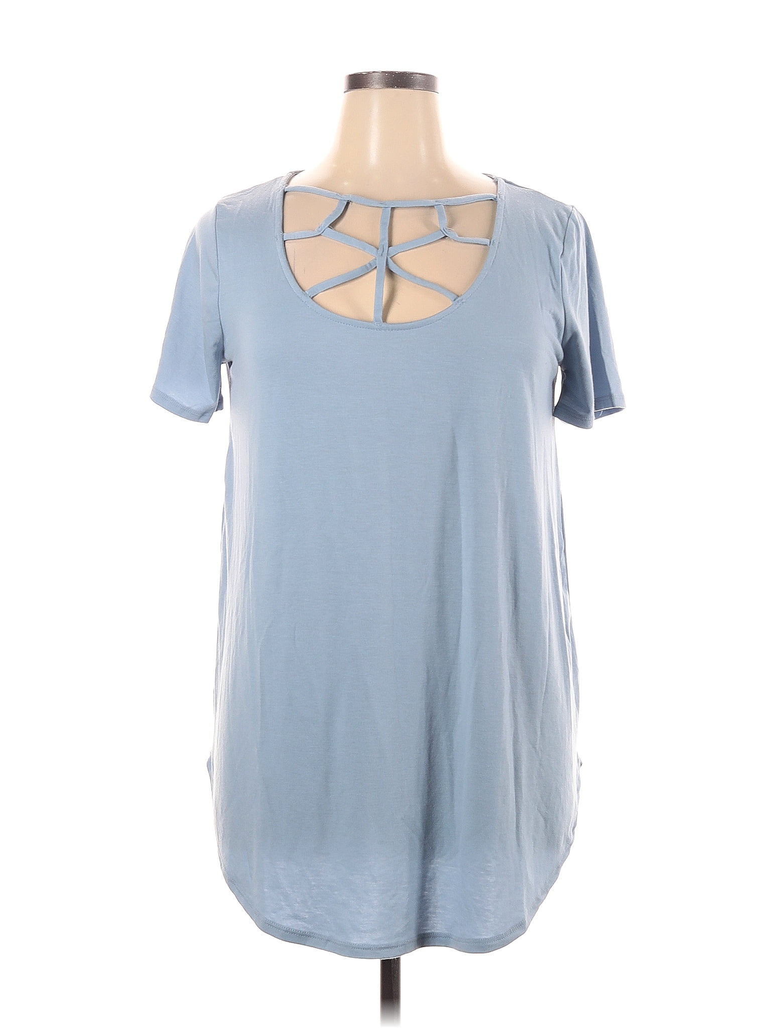 Zenana Premium Solid Blue Short Sleeve Blouse Size 1x Plus 31 Off