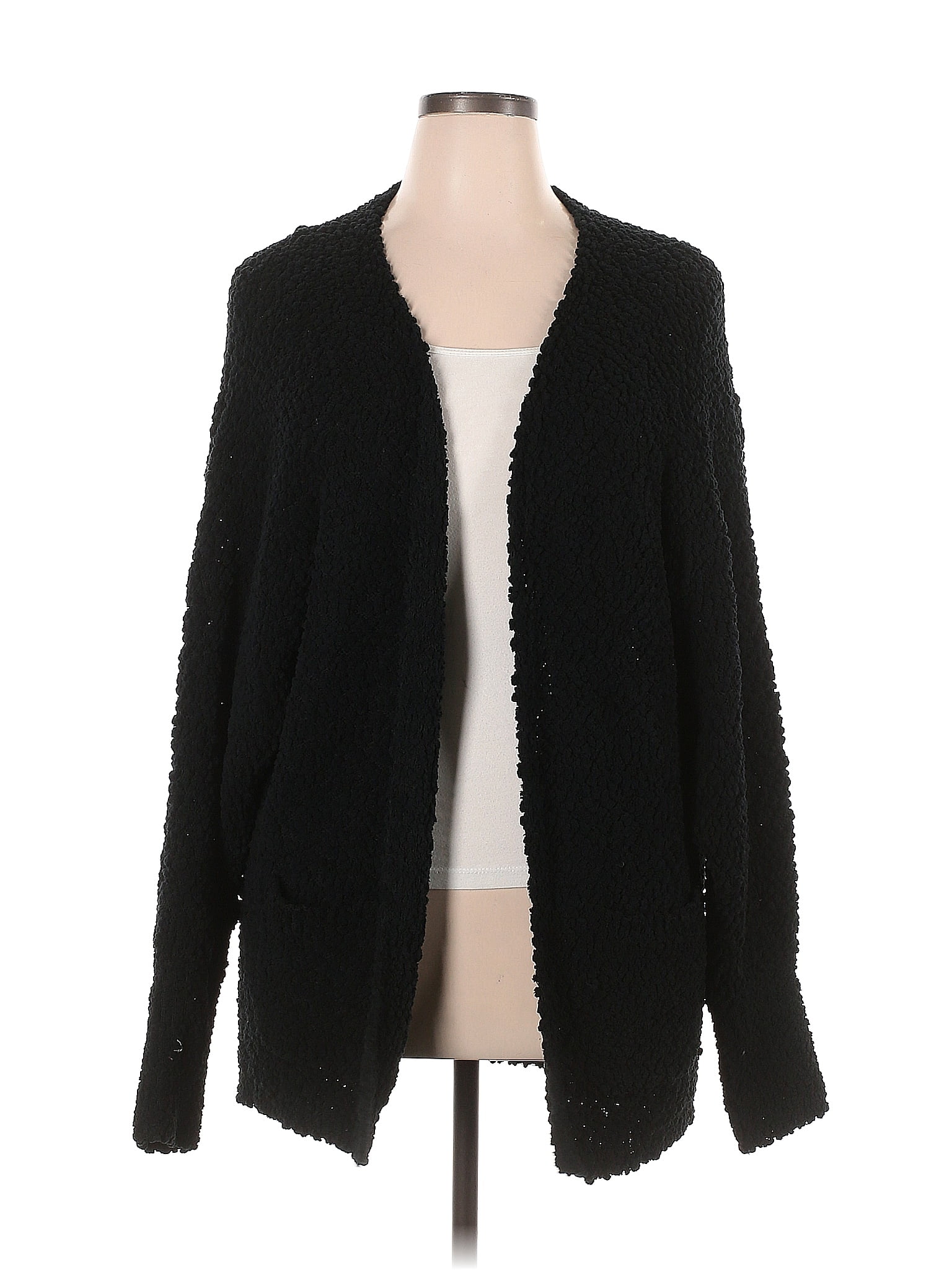 Merokeety 100% Polyester Color Block Solid Black Cardigan Size XL - 50% ...