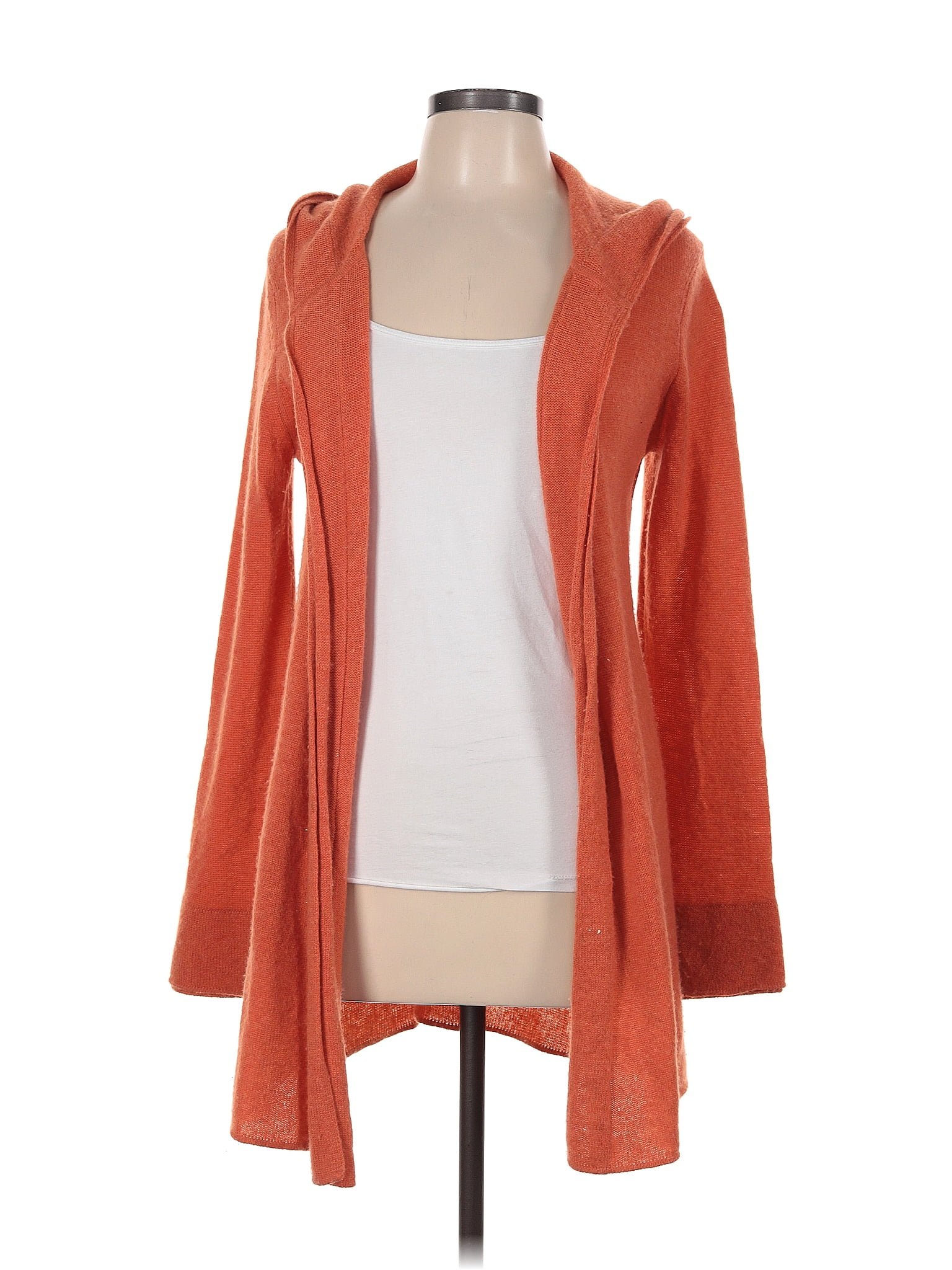 Kinross 100 Cashmere Color Block Solid Burnt Orange Orange Cardigan