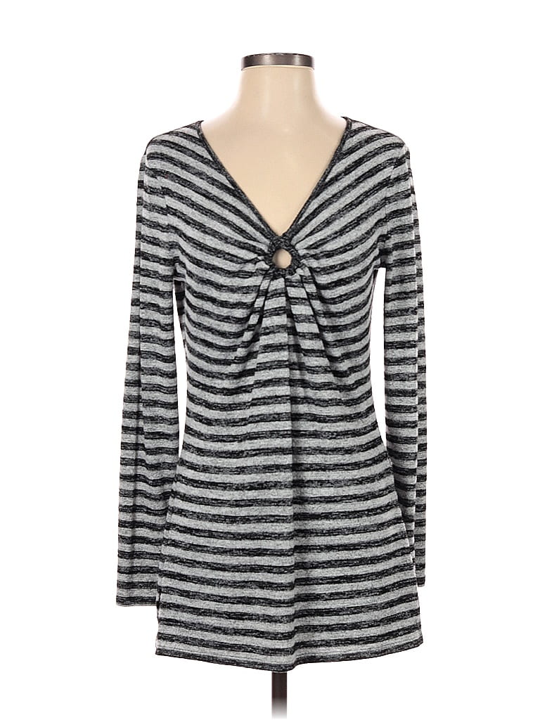 White House Black Market Stripes Multi Color Gray Long Sleeve Top Size ...
