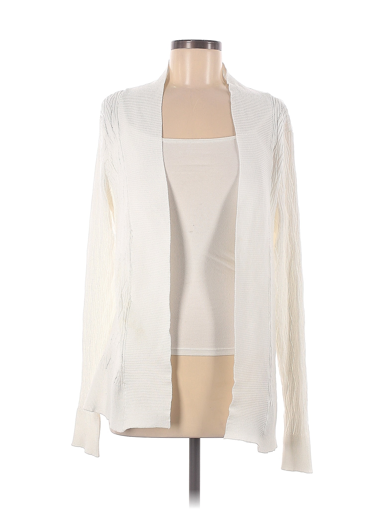 Cyrus 100% Acrylic Color Block Solid White Ivory Cardigan Size M - 65% ...