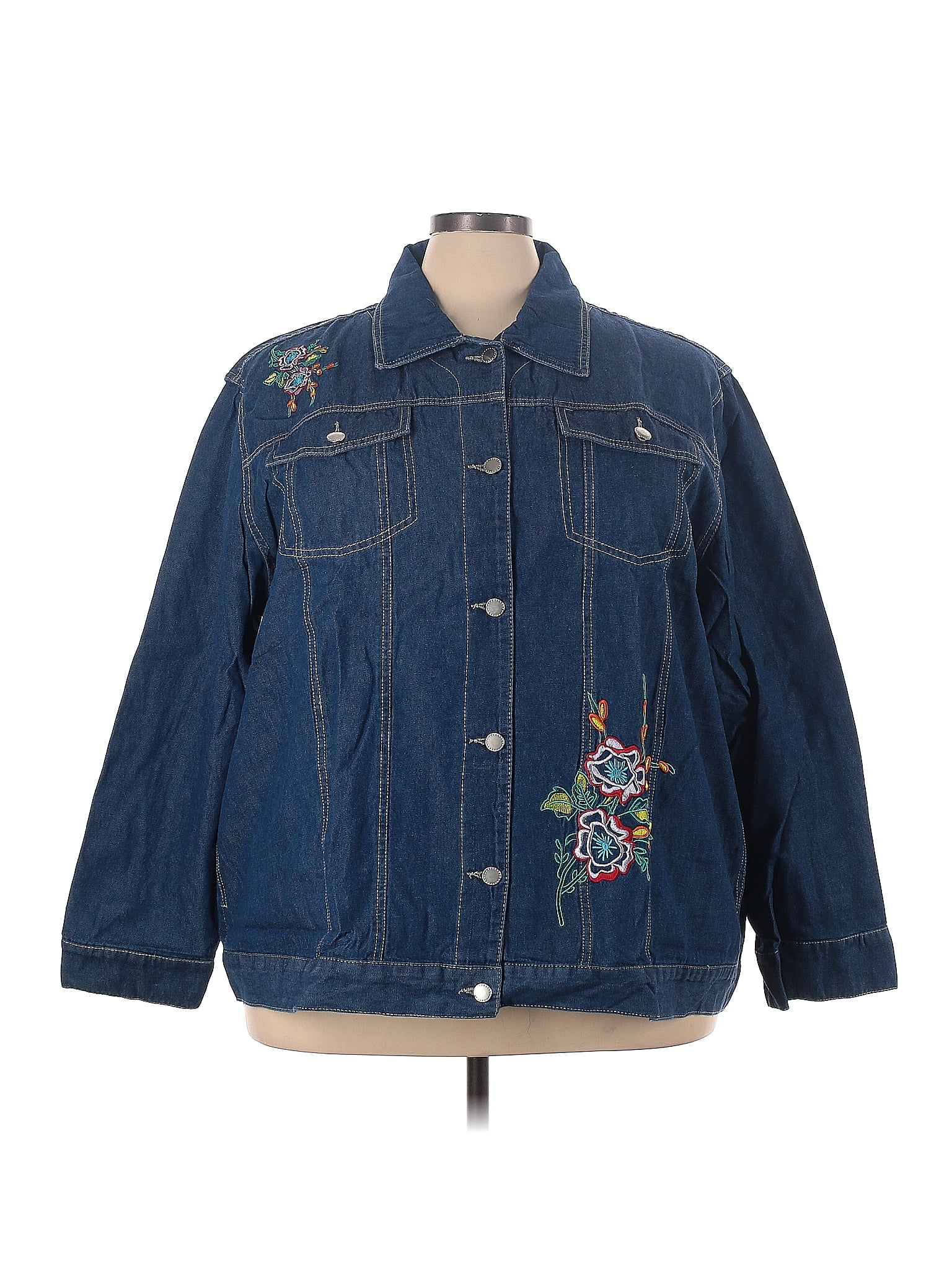 Tudor Court 100 Cotton Solid Blue Denim Jacket Size 4x Plus 28
