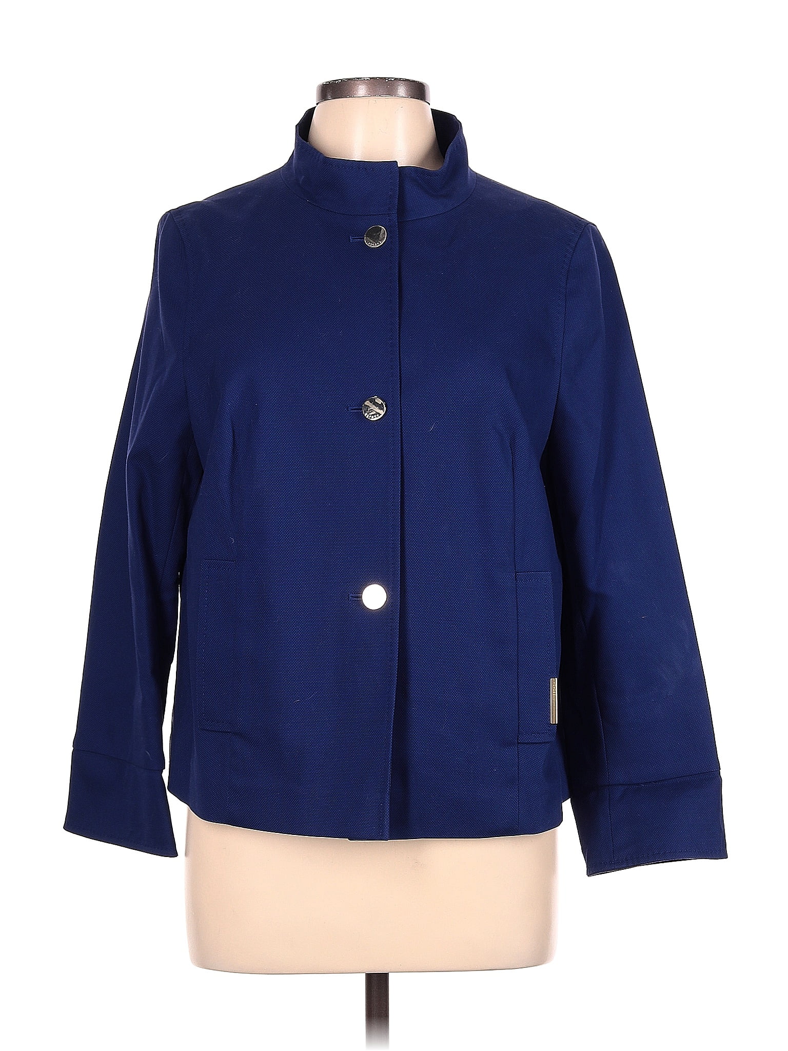Escada Solid Blue Jacket Size 42 (EU) - 92% off | ThredUp